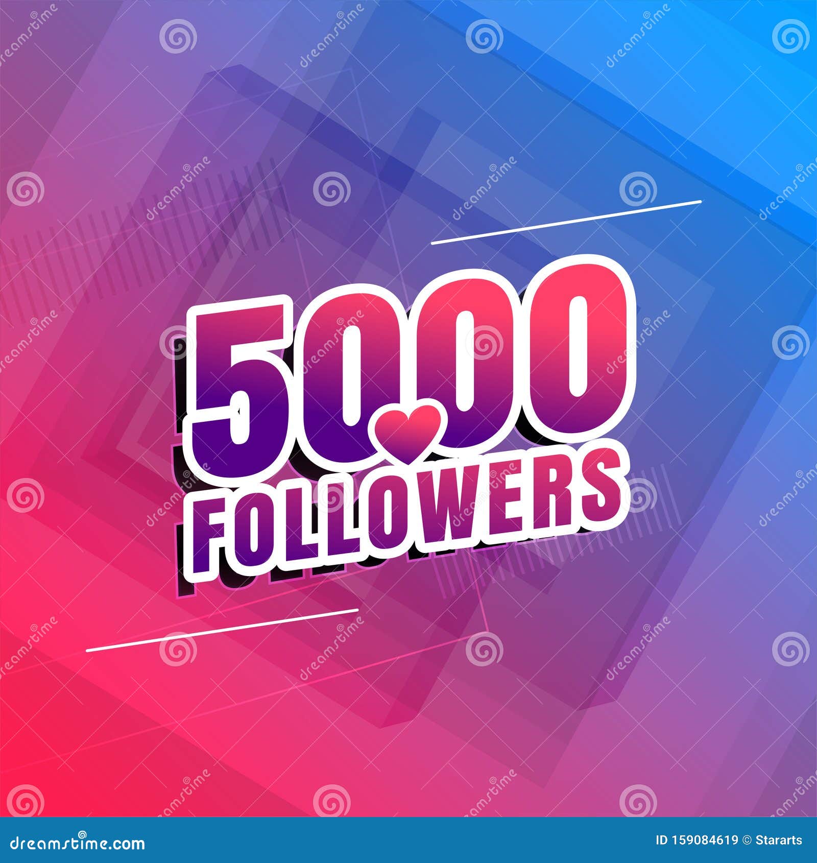 5000 Followers Celebration Vector Banner With Text On Azure Background ...