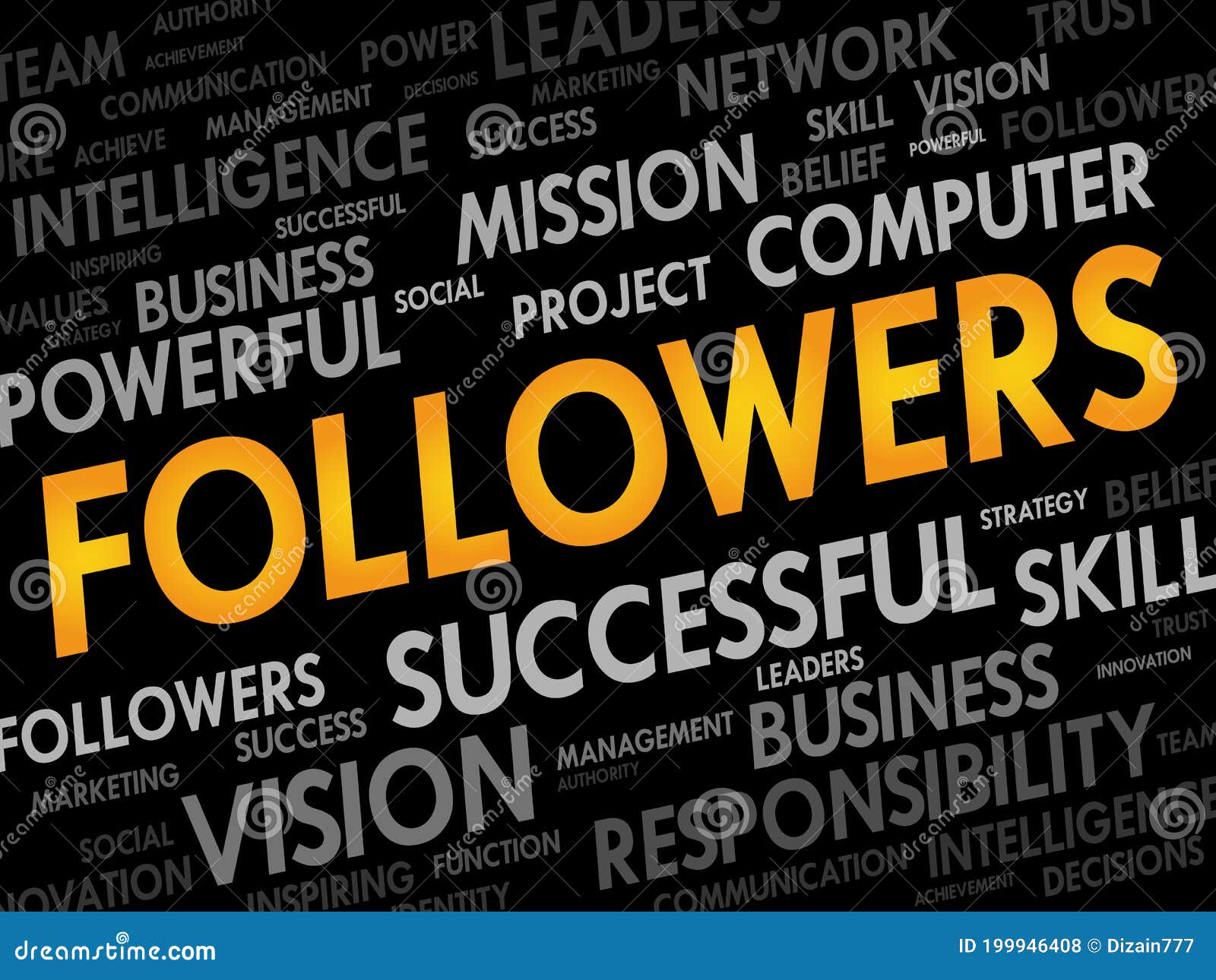 FOLLOWERS word cloud stock illustration. Illustration of achievement ...
