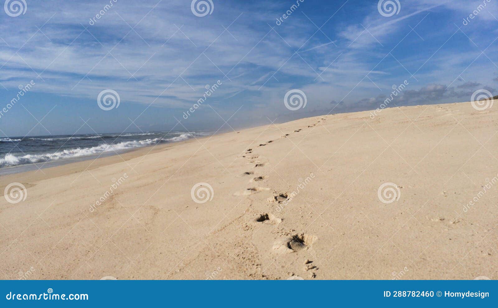Following Footprints on Beach Shore Stock Photo - Image of land ...