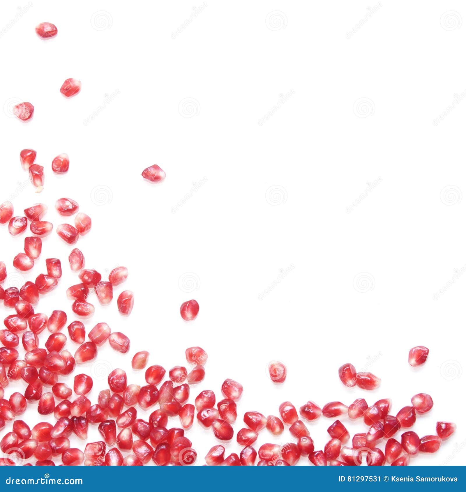 Fond Blanc Avec Les Graines Rouges De Grenat De Grenade Image stock ...