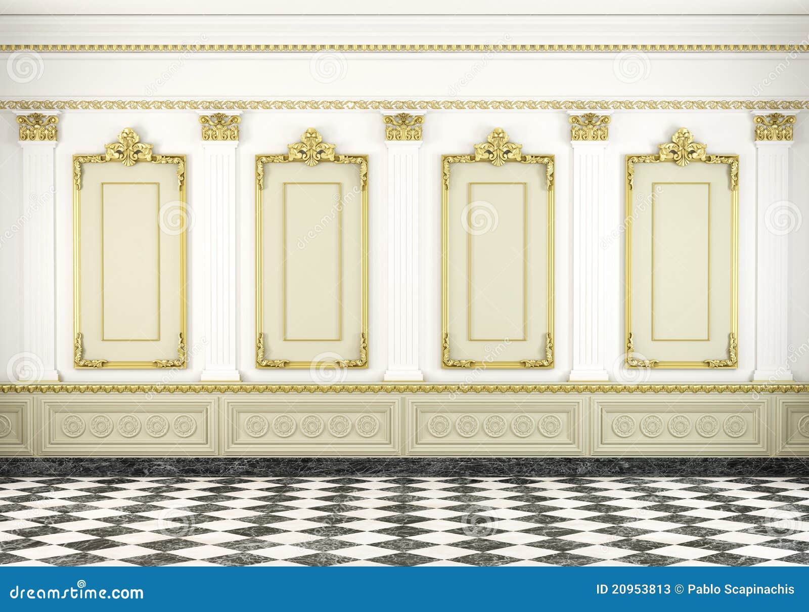 Fond Classique De Mur Avec D'or Illustration Stock - Illustration of ...