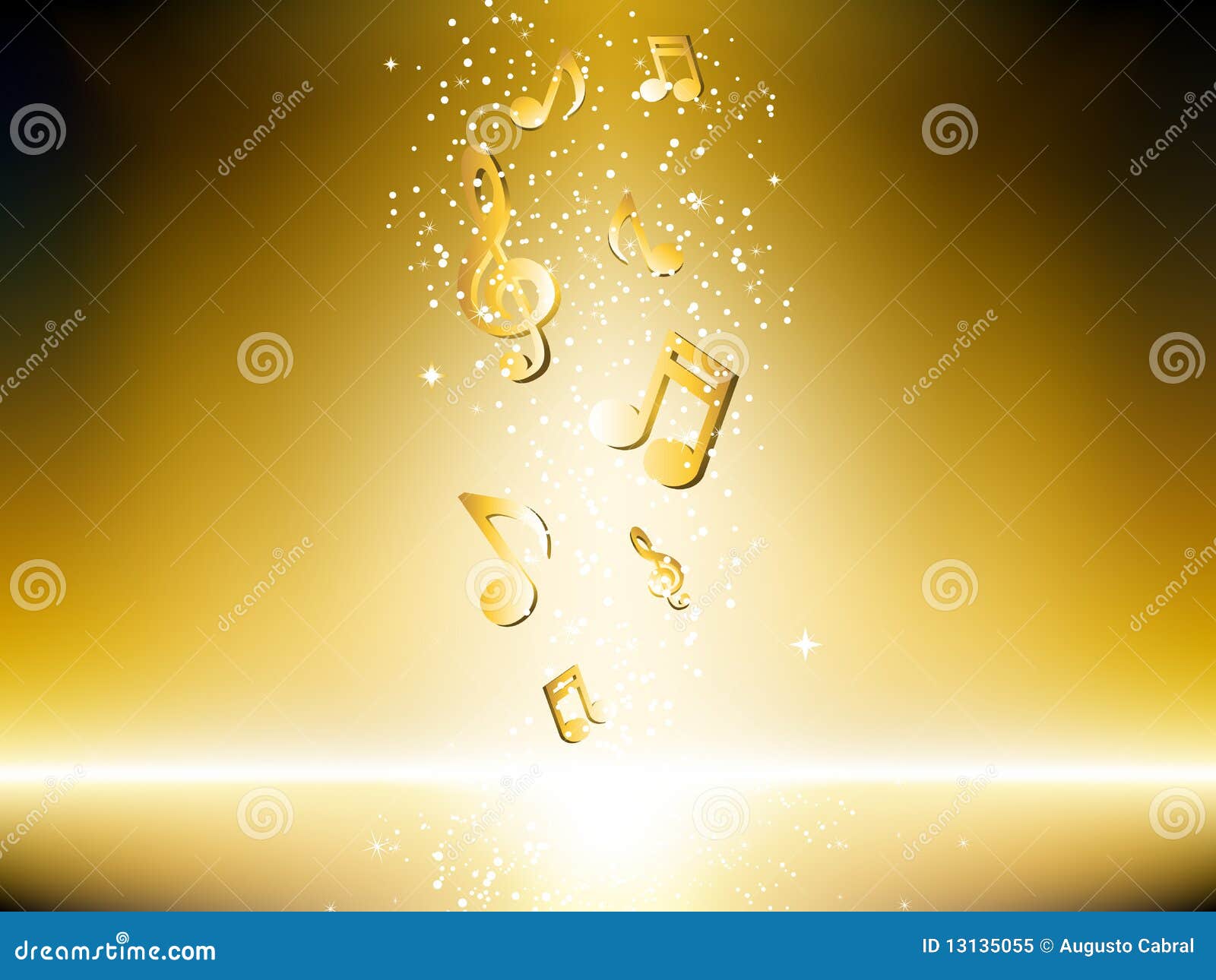 Fond D'or Avec Des Notes De Musique Illustration de Vecteur ...