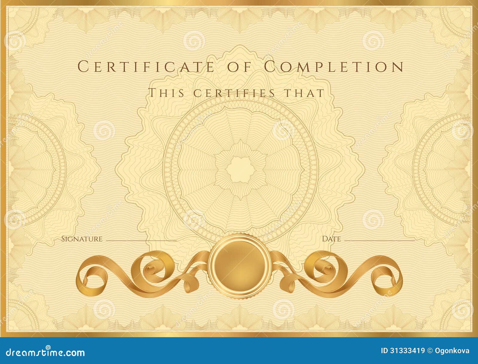 Fond D'or De Certificat/diplôme (calibre) Illustration de Vecteur ...