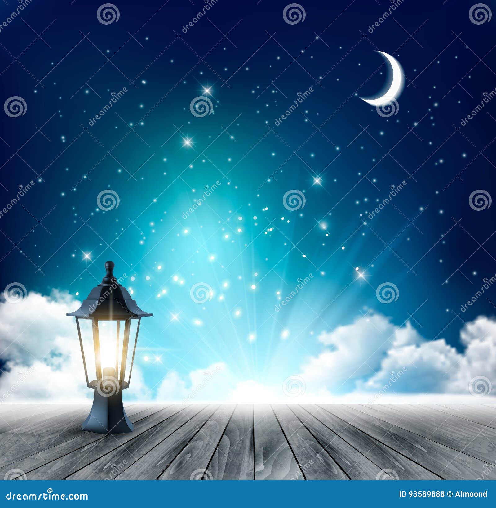 Fond De Ciel Nocturne Avec Crescent Moon Illustration de Vecteur ...