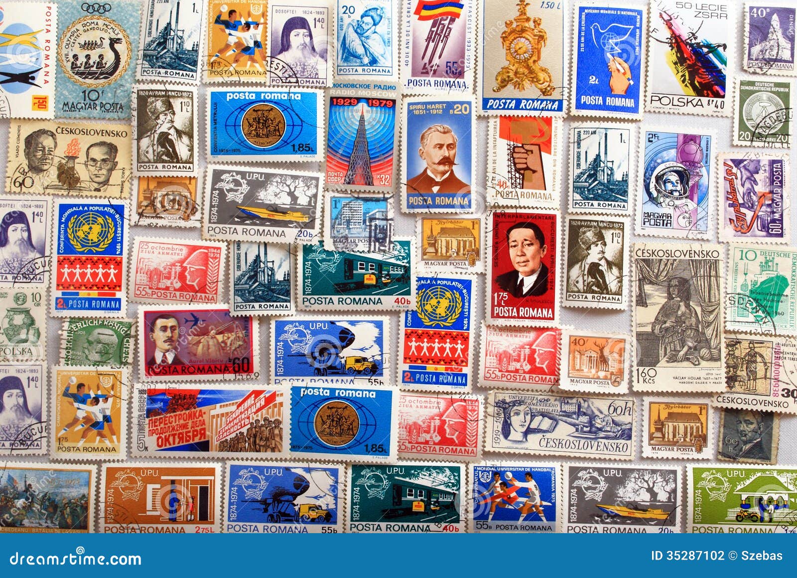 Fond De Collection De Timbre Photographie éditorial - Image du trié ...