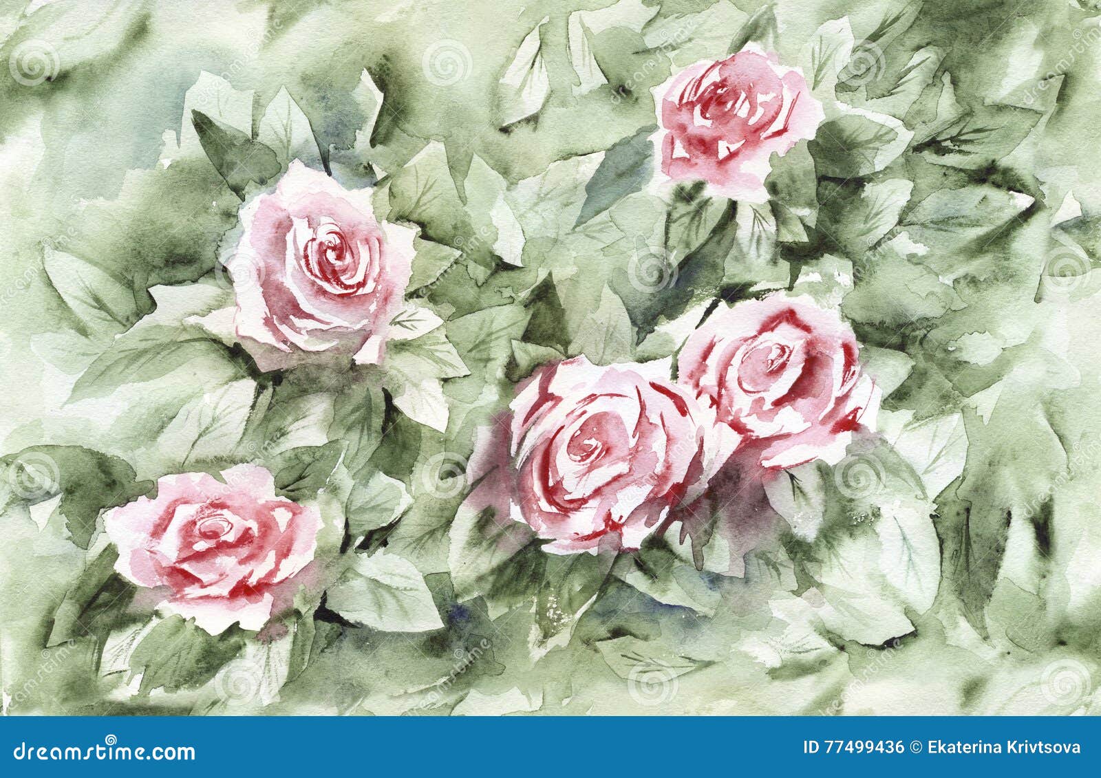 Fond de rosier d'aquarelle illustration stock. Illustration du brouillé ...