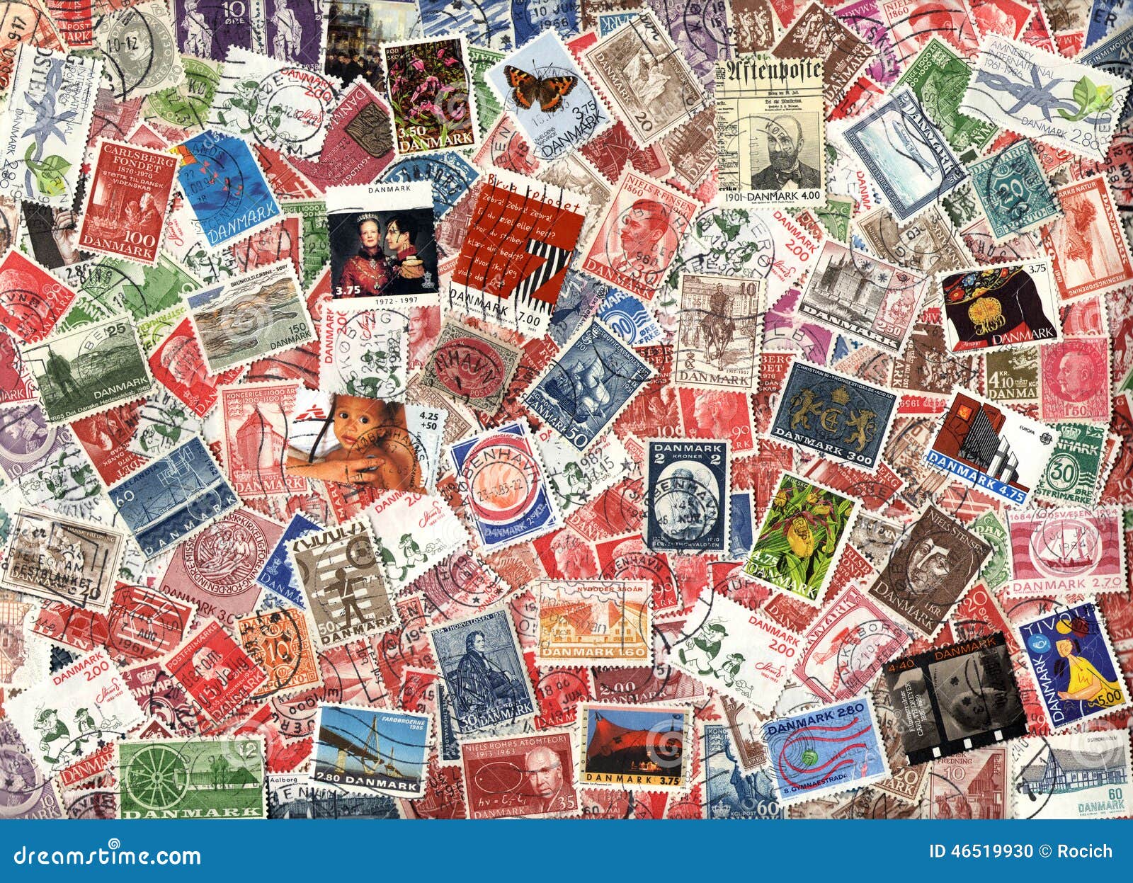Fond De Vieux Timbres-poste Danois Image éditorial - Image: 46519930