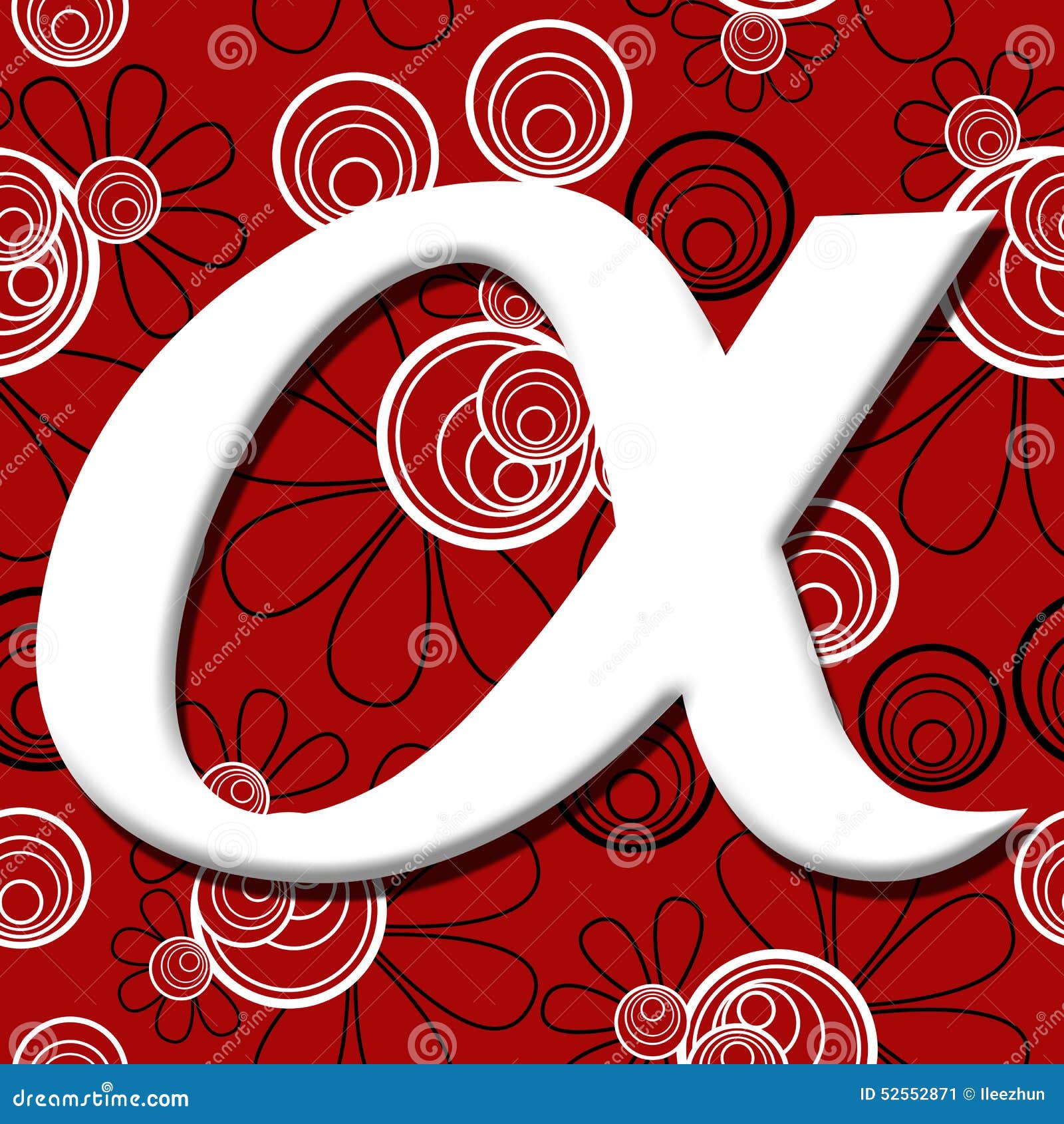 Fond Floral D'Alpha Symbol Over Red Black Illustration Stock ...