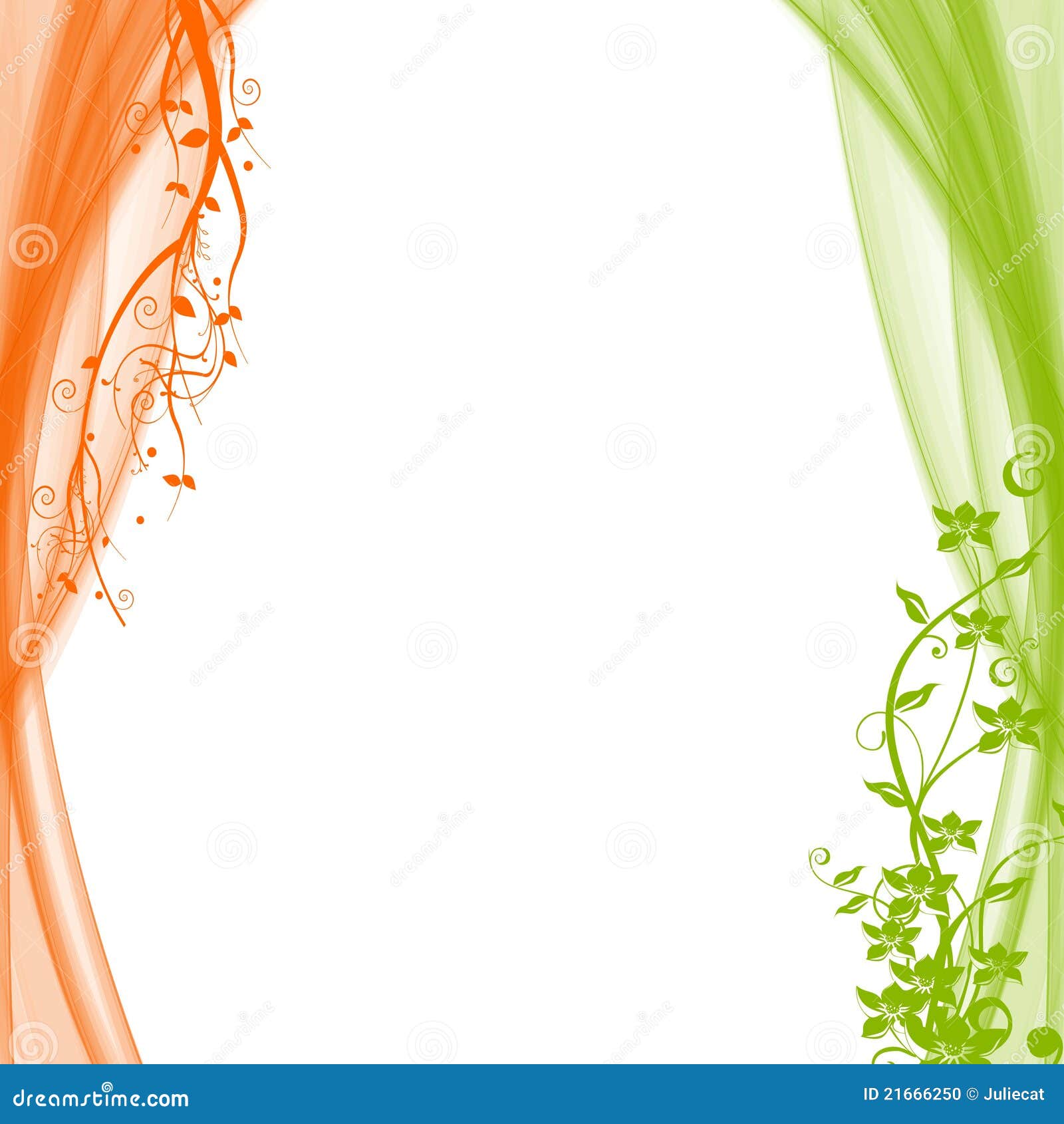 Fond Floral Vert Orange De Feuillage Illustration Stock - Illustration ...