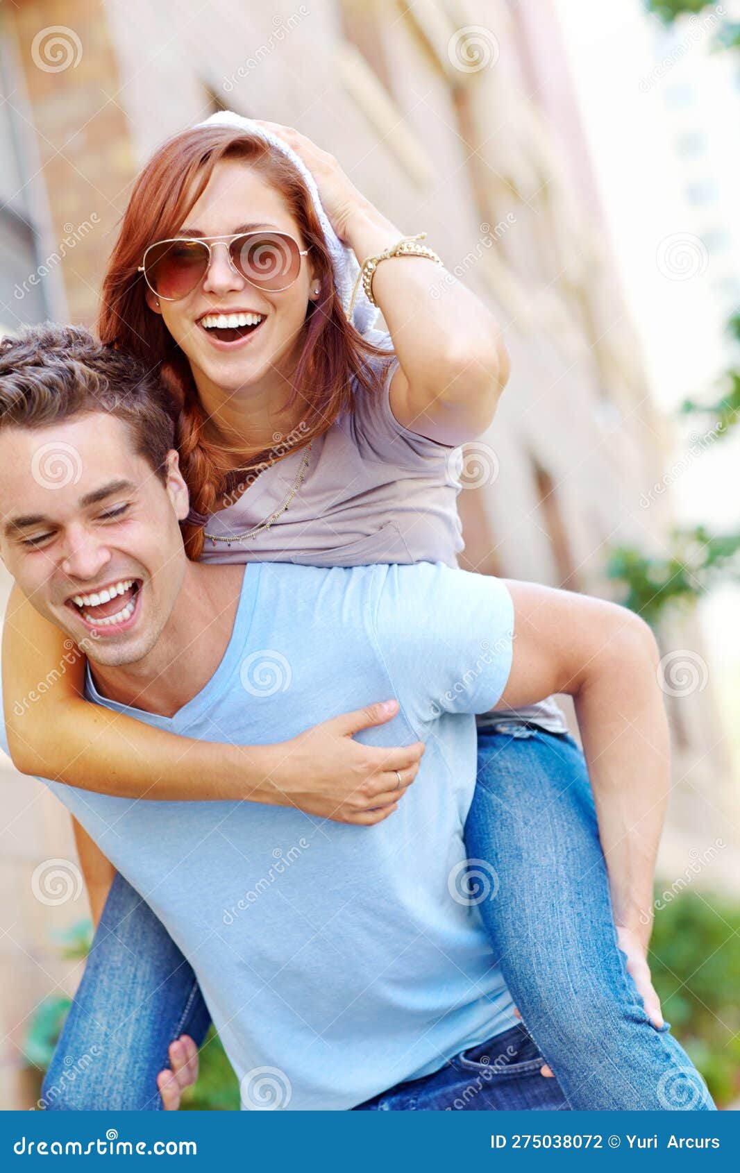 A Fond Memory in the Making. a Happy Girlfriend Getting a Piggyback ...