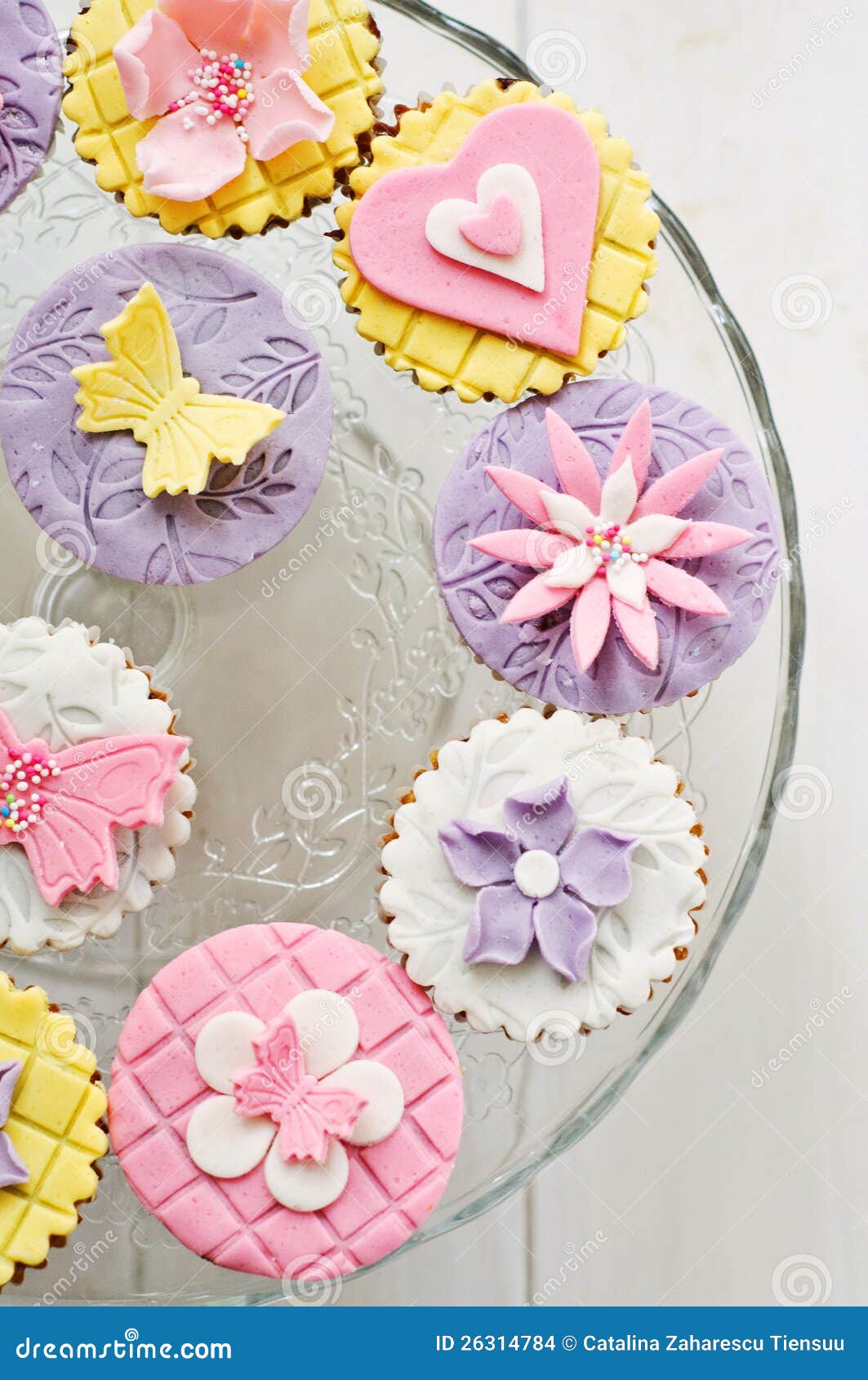Fondant decorated cupcakes stock photo. Image of cupcakes - 26314784