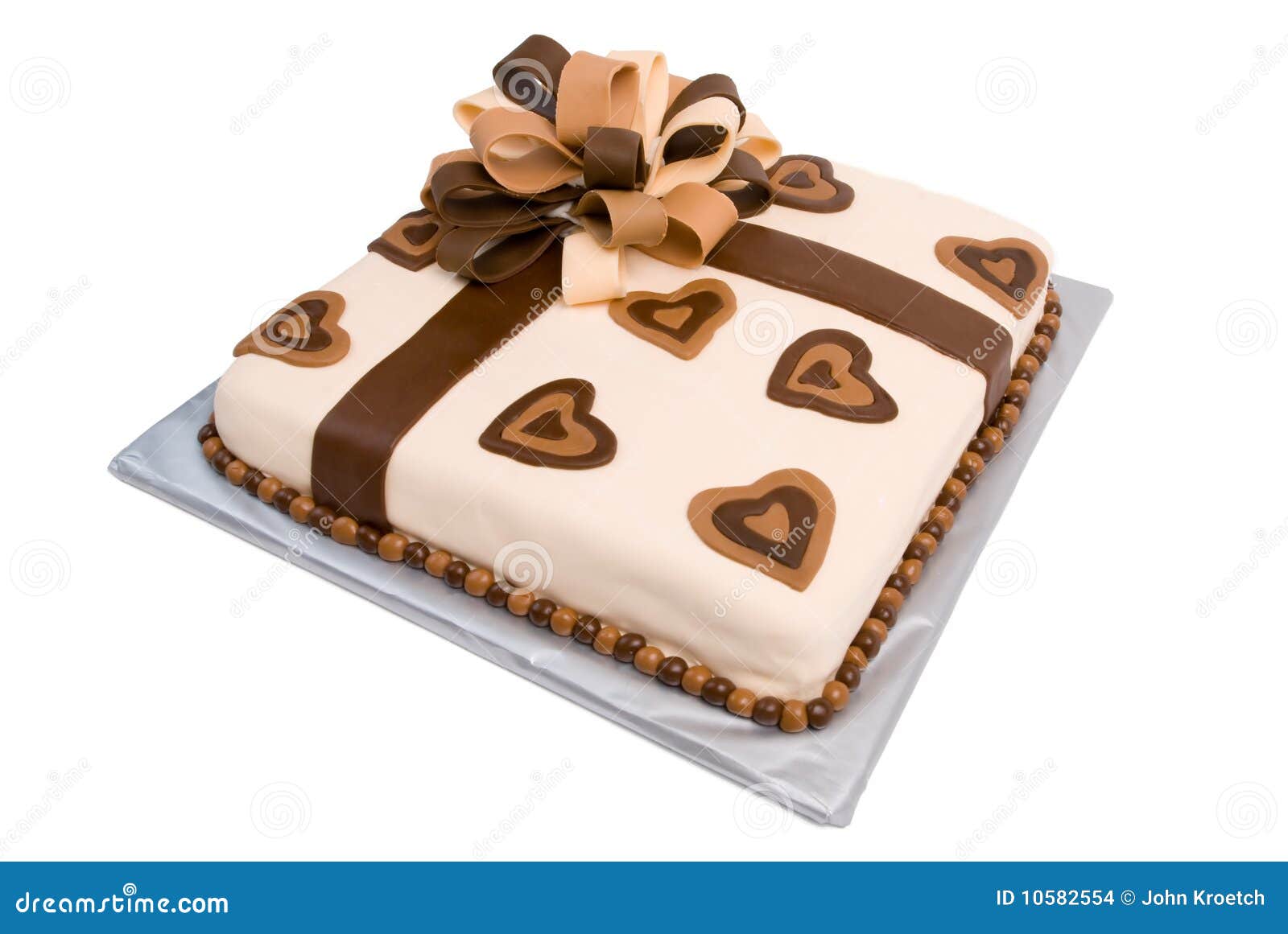 Fondant Gift Cake with Elaborate Ribbon Stock Photo - Image of fondant ...