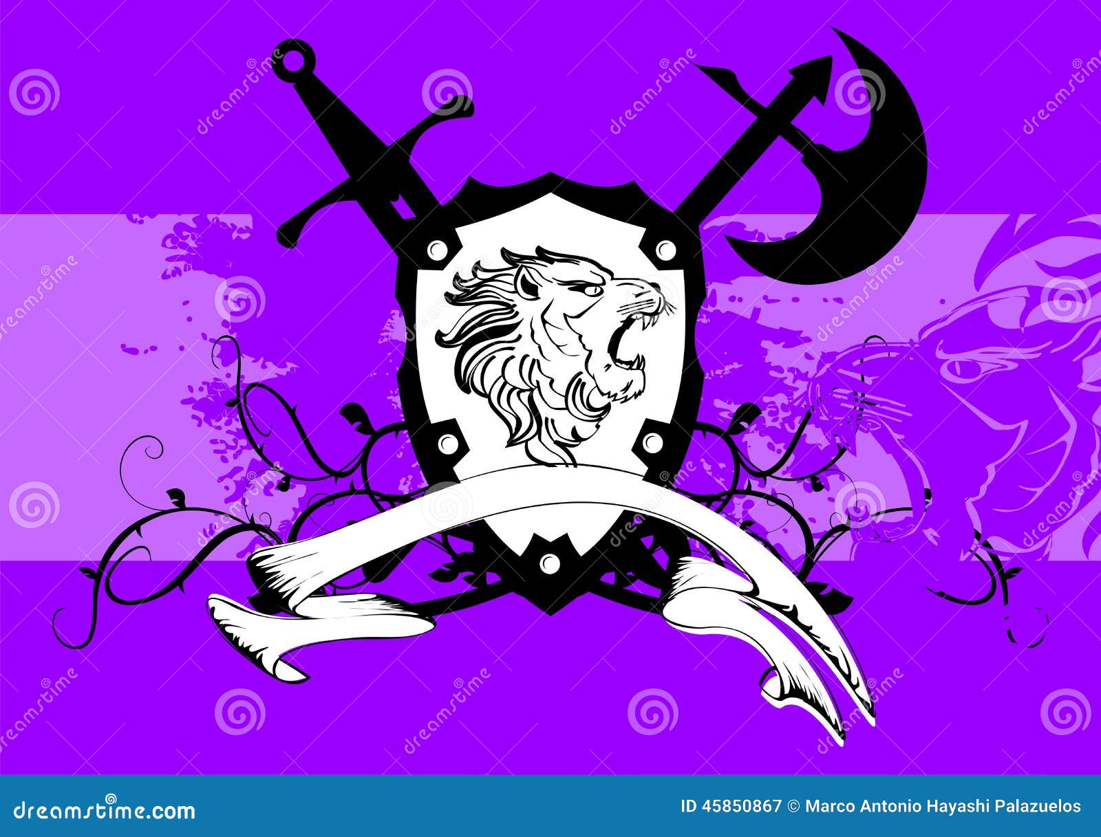 Fondo Araldico Della Stemma Della Testa Del Leone Illustrazione ...