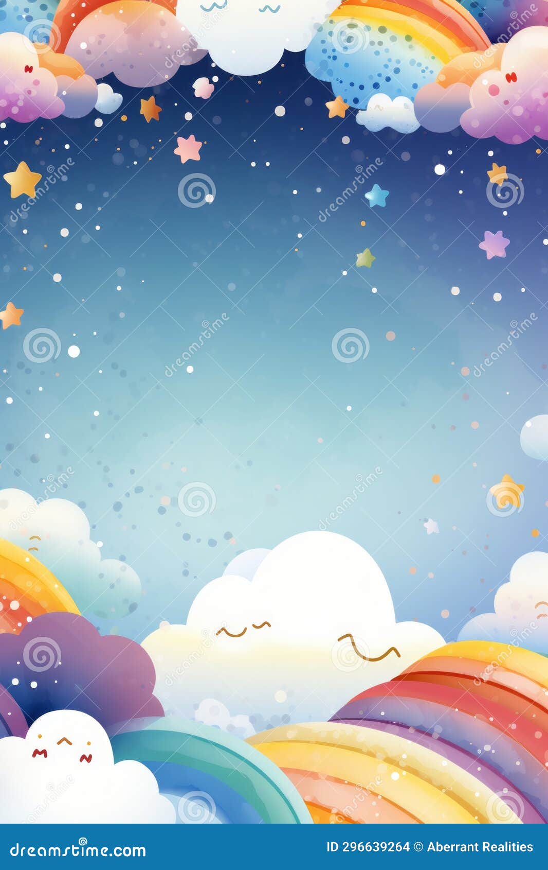Fondo Arco Iris Con Nubes Y Estrellas Stock de ilustración ... Fondo Arco Iris Con Nubes Y Estrellas Stock de ilustración ...