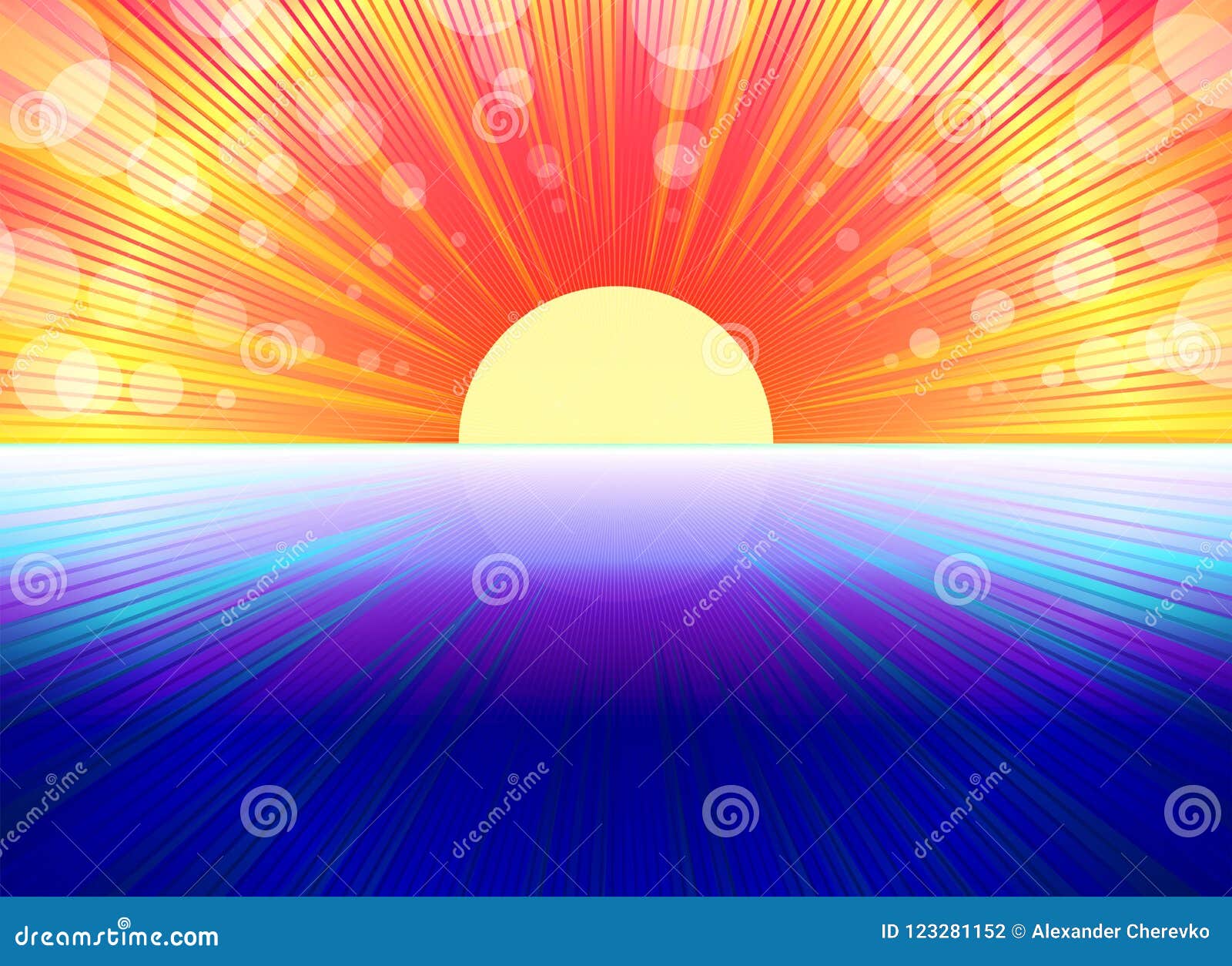 Fondo Azul Amarillo Con La Silueta Del Sol Naciente Ilustración del ...