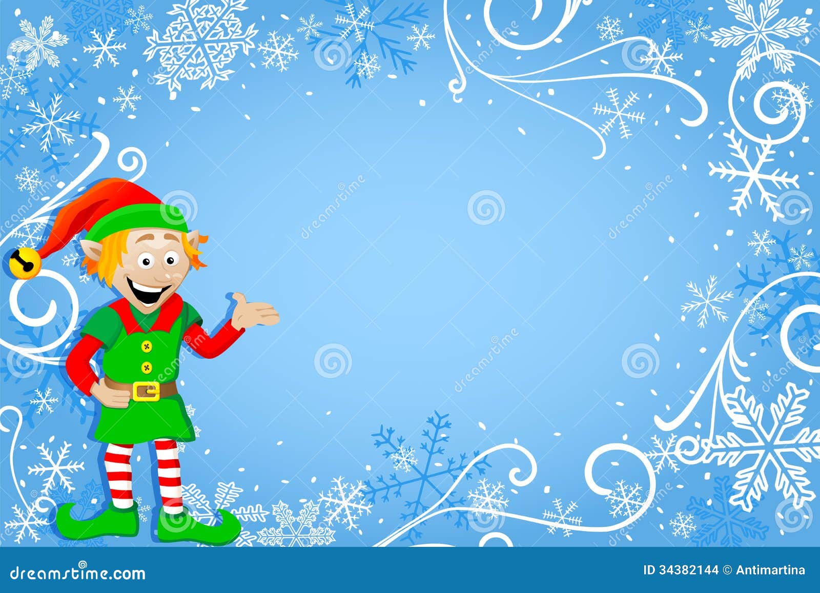Fondo Azul De La Navidad Con El Duende Ilustración del Vector ...