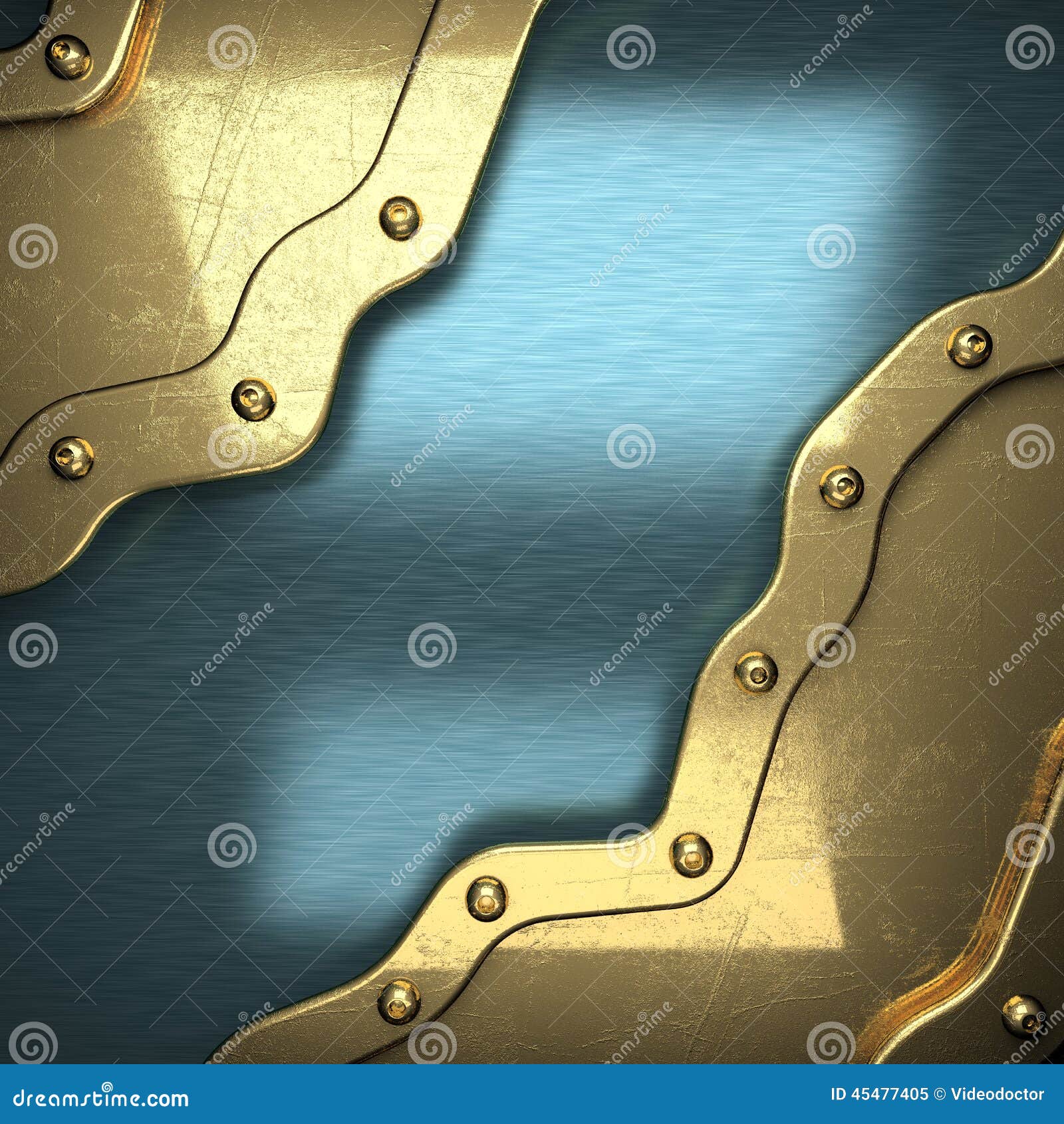 Fondo Azul Del Metal Con El Elemento Amarillo Stock de ilustración ...