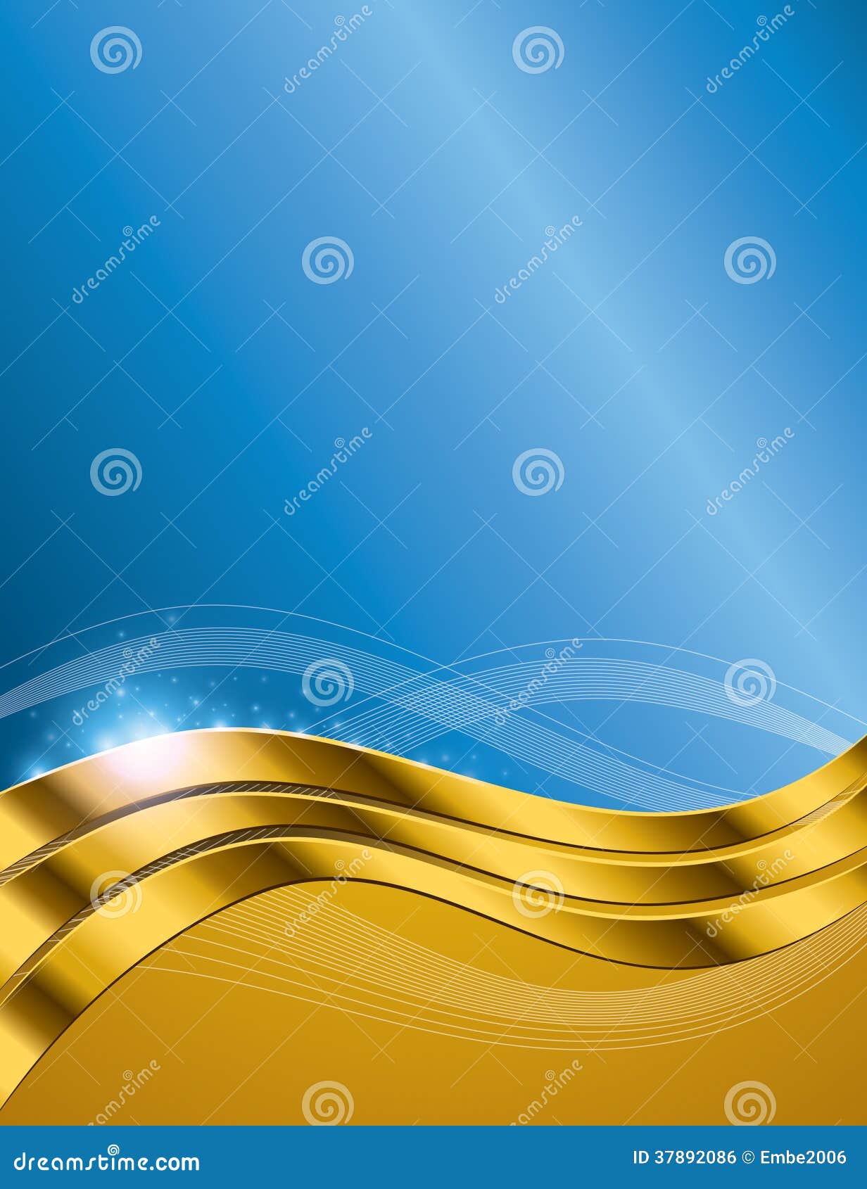 Fondo azul del oro ilustración del vector. Ilustración de ondas - 37892086