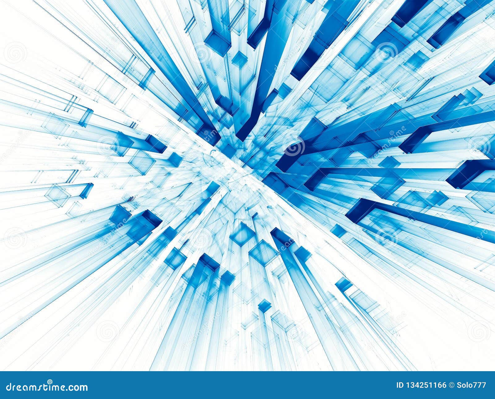 Fondo Blanco Y Azul Abstracto Con Perspectiva - Digital Stock de ...