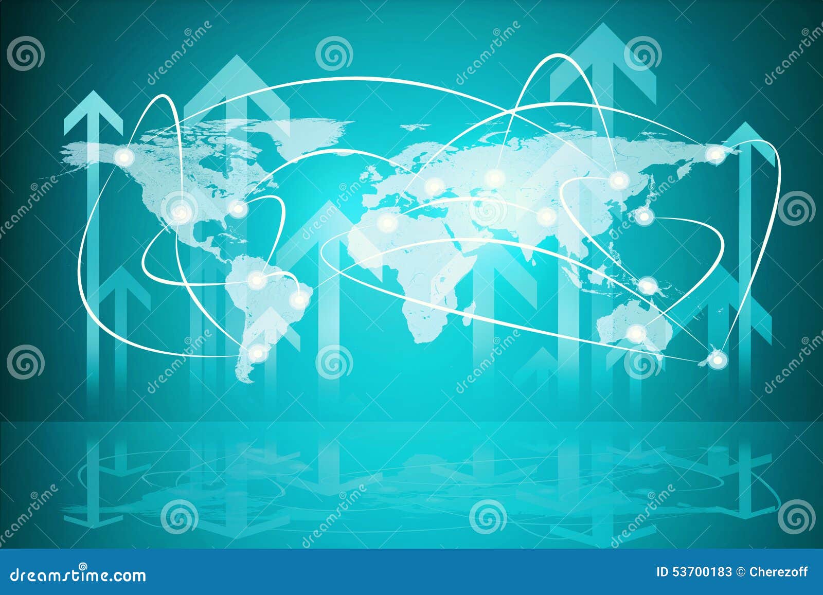 Fondo Blu Con La Mappa E Le Frecce Su Illustrazione di Stock ...