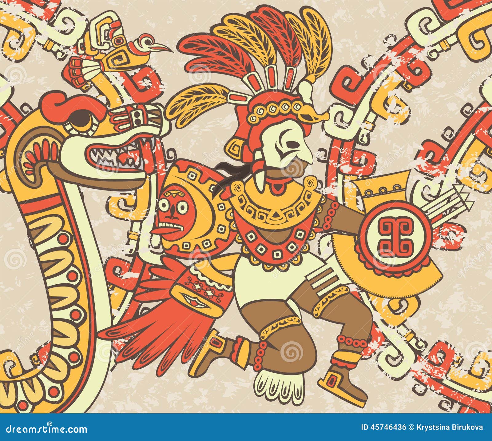 Fondo Brillante En El Estilo Azteca Ilustración del Vector ...