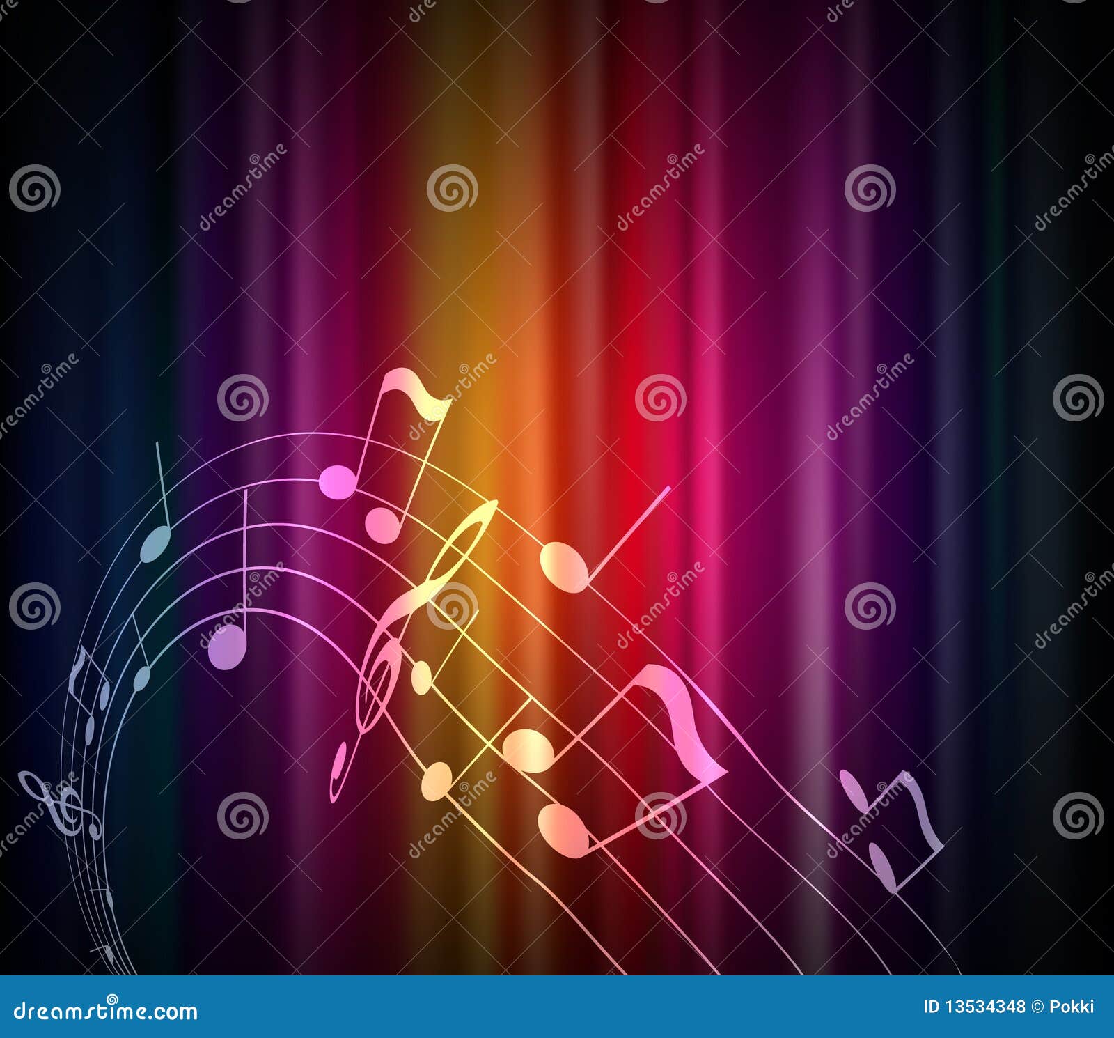 Fondo Coloreado De Las Notas Musicales. Ilustración del Vector ...