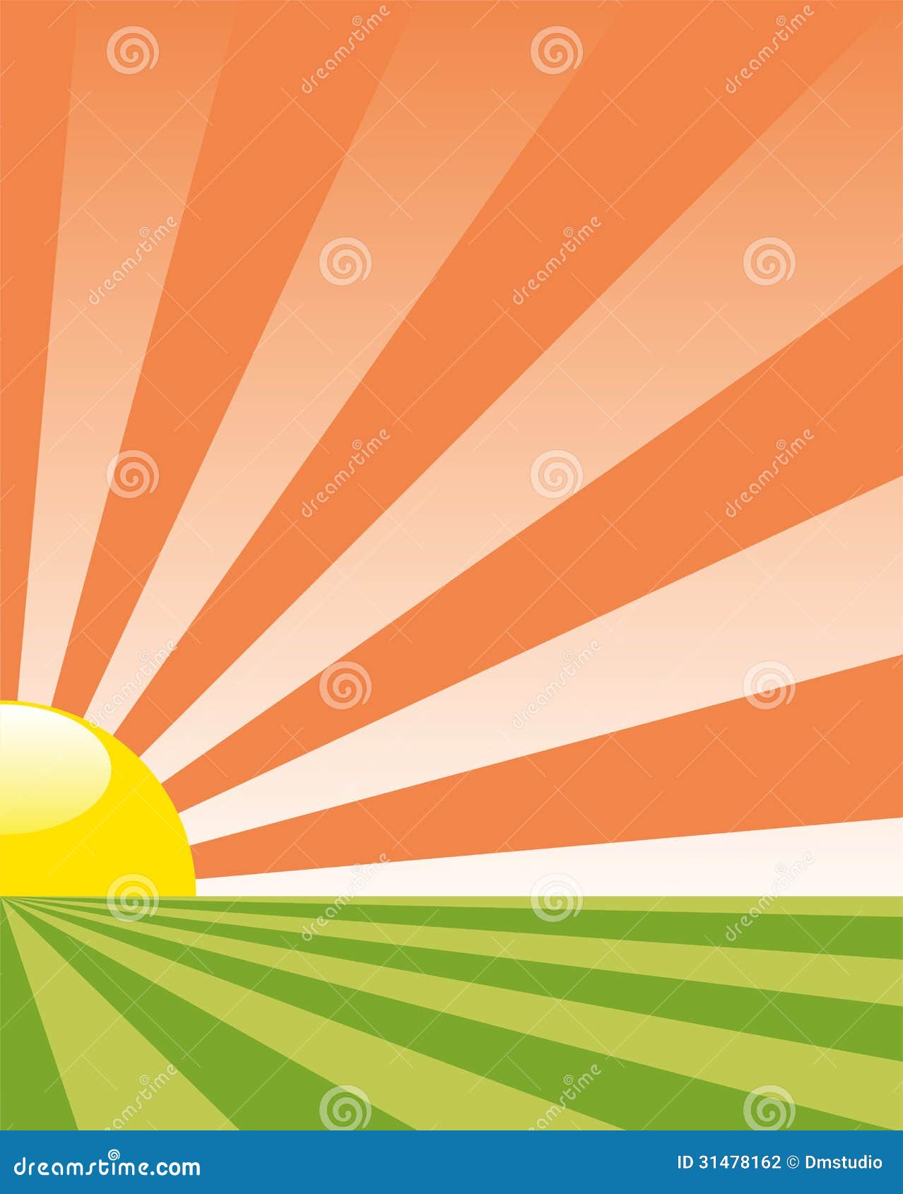 Fondo con el sol naciente ilustración del vector. Ilustración de ...