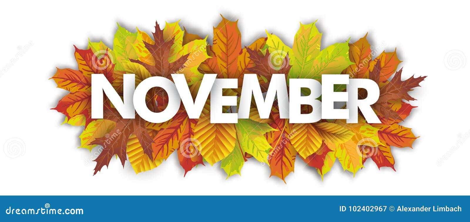 Fondo De Autumn Foliage November Header White Ilustración del Vector ...