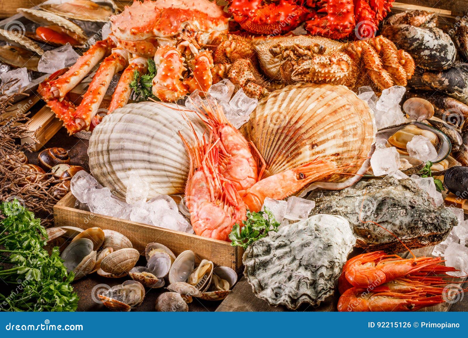Fondo De Los Mariscos Con La Comida Deliciosa Foto de archivo - Imagen ...