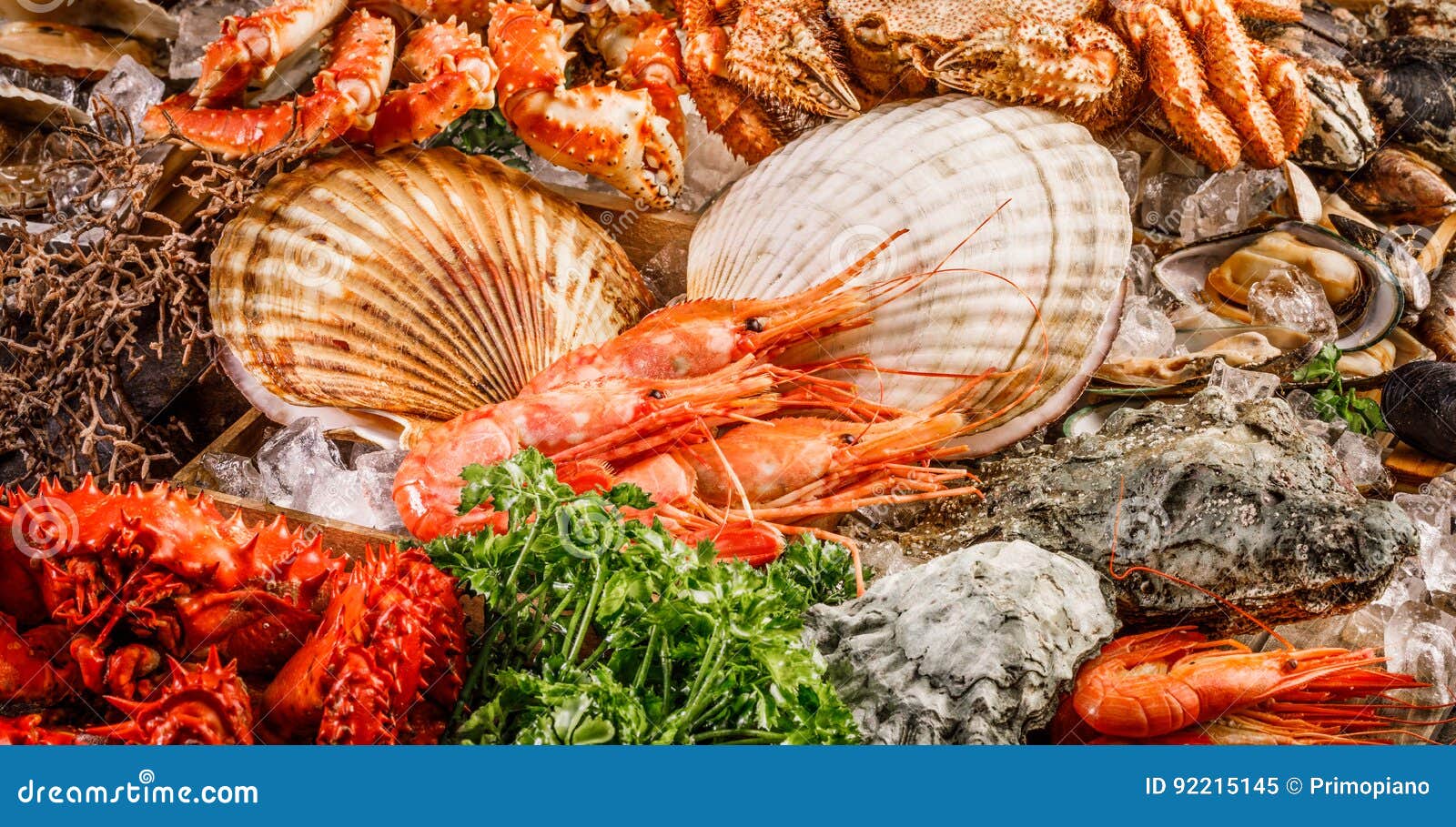 Fondo De Los Mariscos Con La Comida Deliciosa Imagen de archivo ...