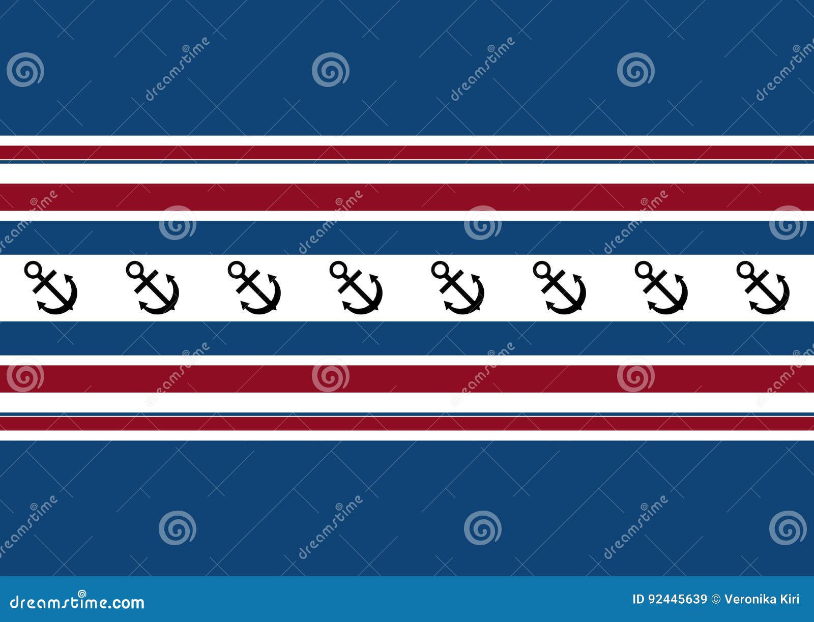 Fondo De Rayas Rojas, Blancas Y Azules Con Un Ancla Stock de ...