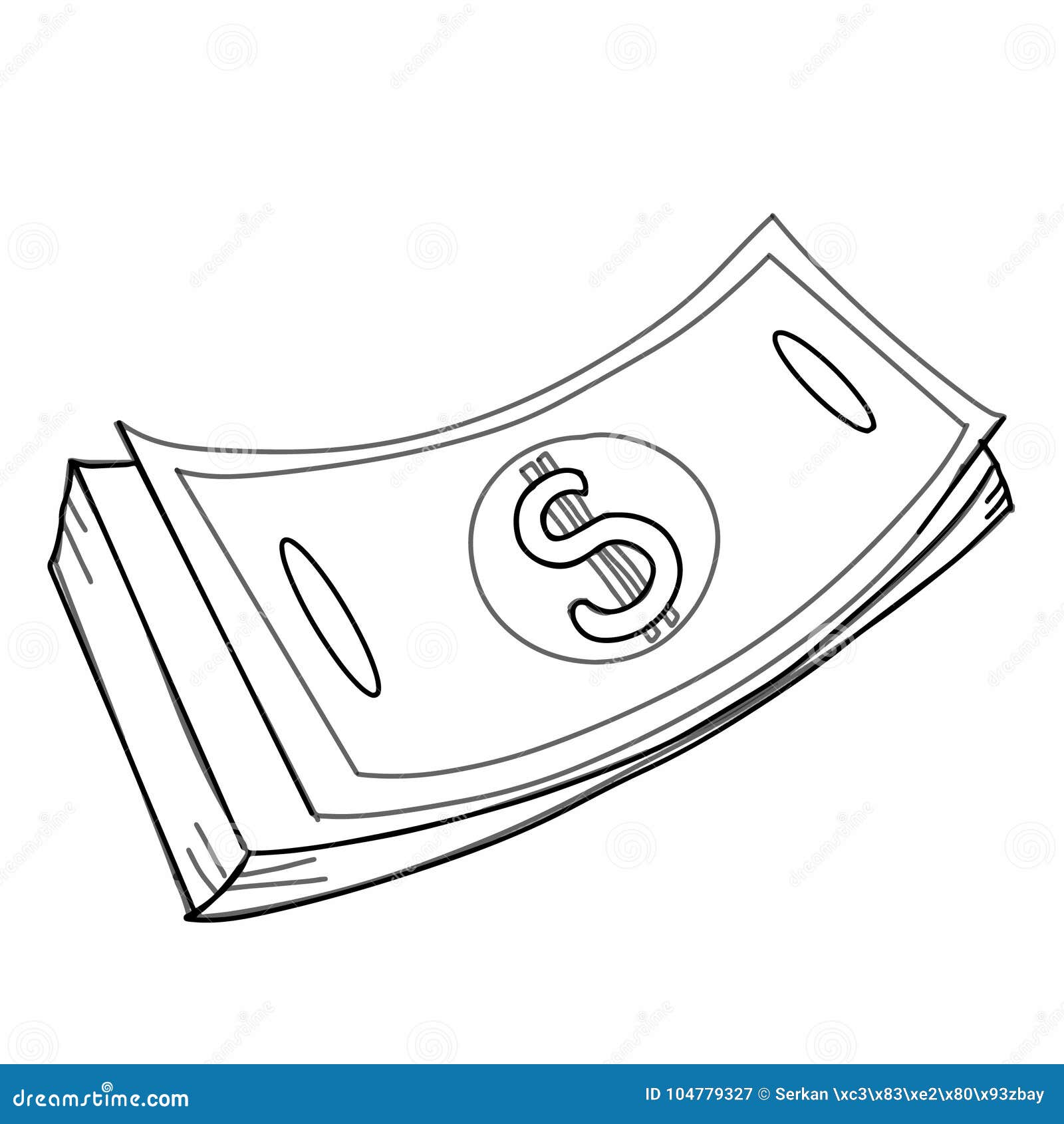 Fondo Del Blanco Del Ejemplo Del Dibujo De Los Billetes Ilustración del ...