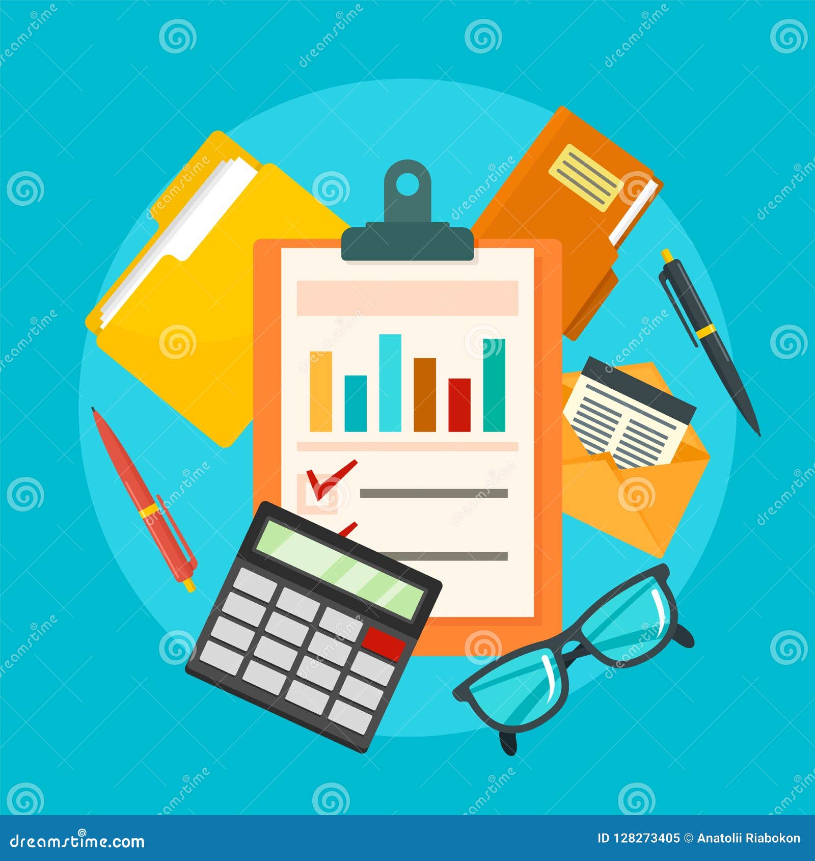 Fondo Del Concepto De Contabilidad, Estilo Plano Ilustración del Vector ...