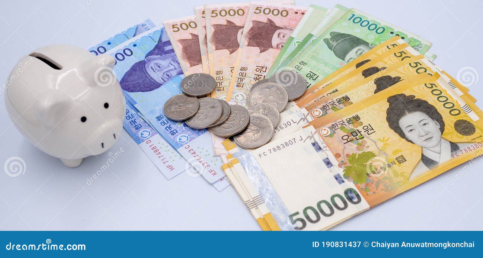 Fondo Del Concepto De Moneda De Corea Y De Monedas En Won Corean Imagen ...