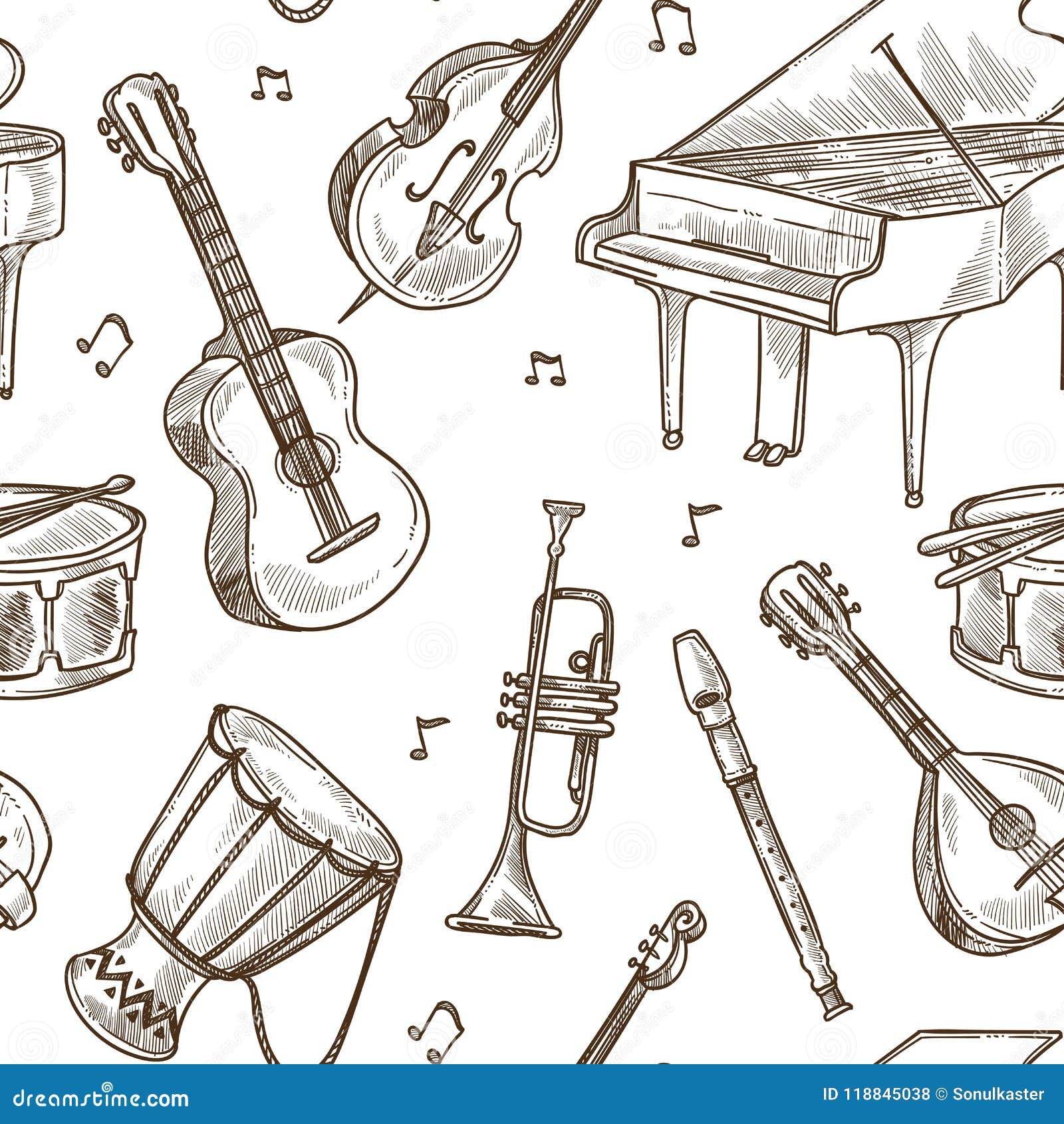 Fondo Del Modelo Del Vector De Los Instrumentos Musicales Ilustración ...