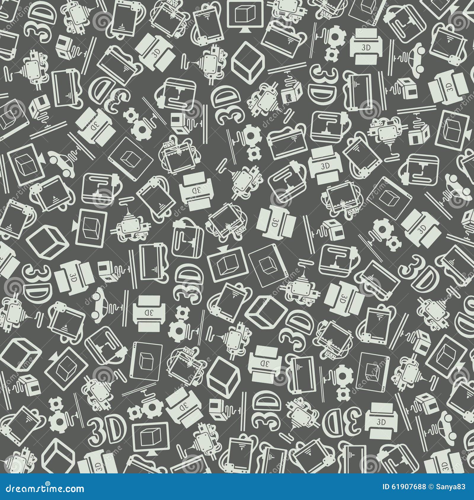 Fondo Del Vector De Los Iconos De Impresora Tridimensionales ...