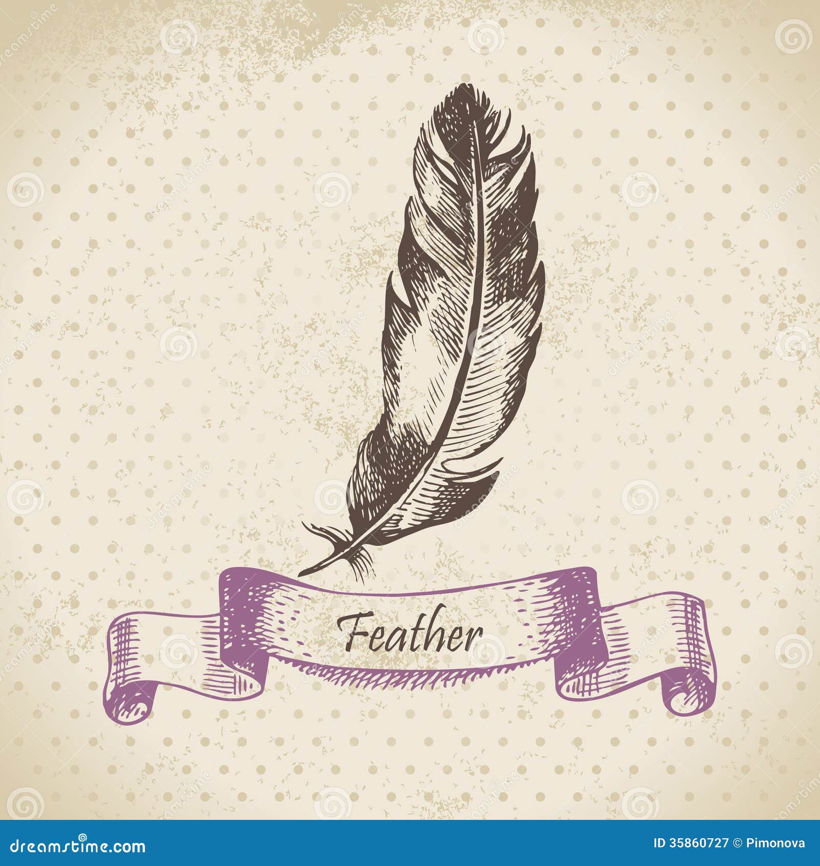 Fondo Del Vintage Con La Pluma Ilustración del Vector - Ilustración de ...