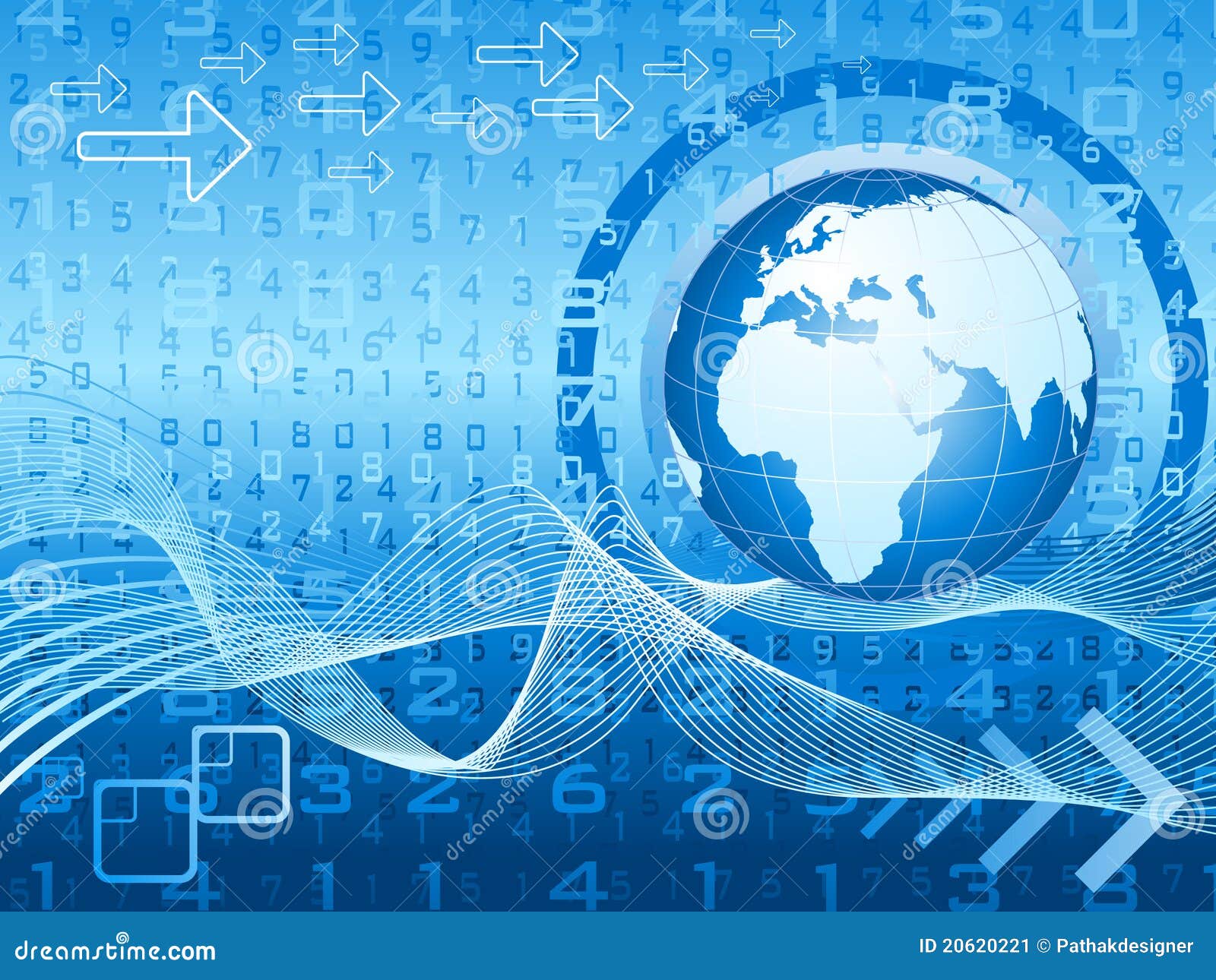 Fondo Digital Azul Abstracto Del Globo Ilustración del Vector ...