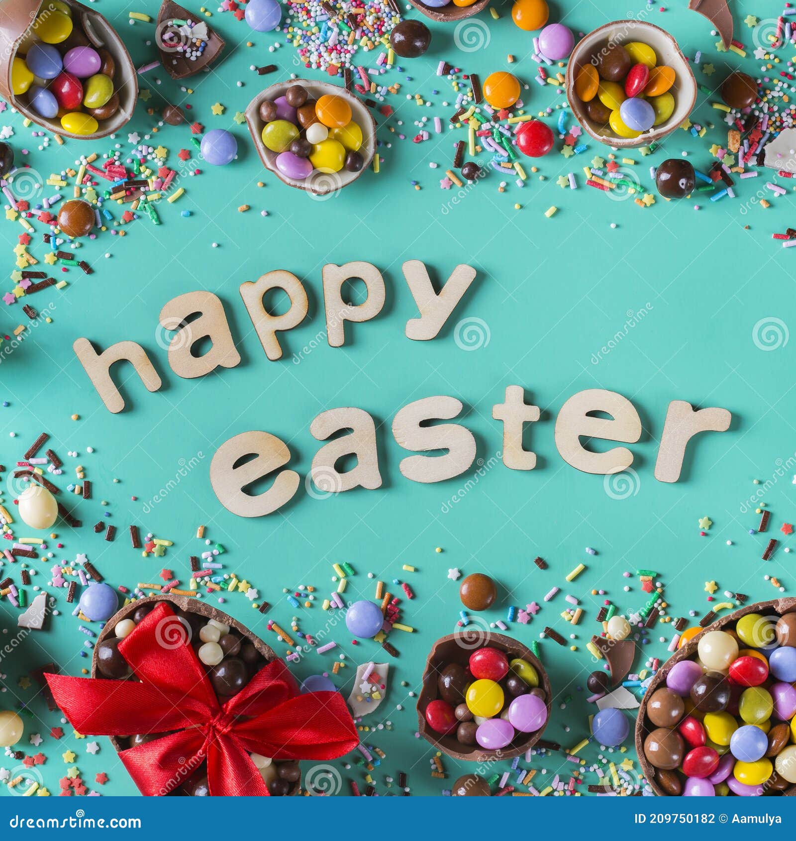 Fondo Festivo De Pascua Con Huevos De Chocolate Y Dulces Foto De