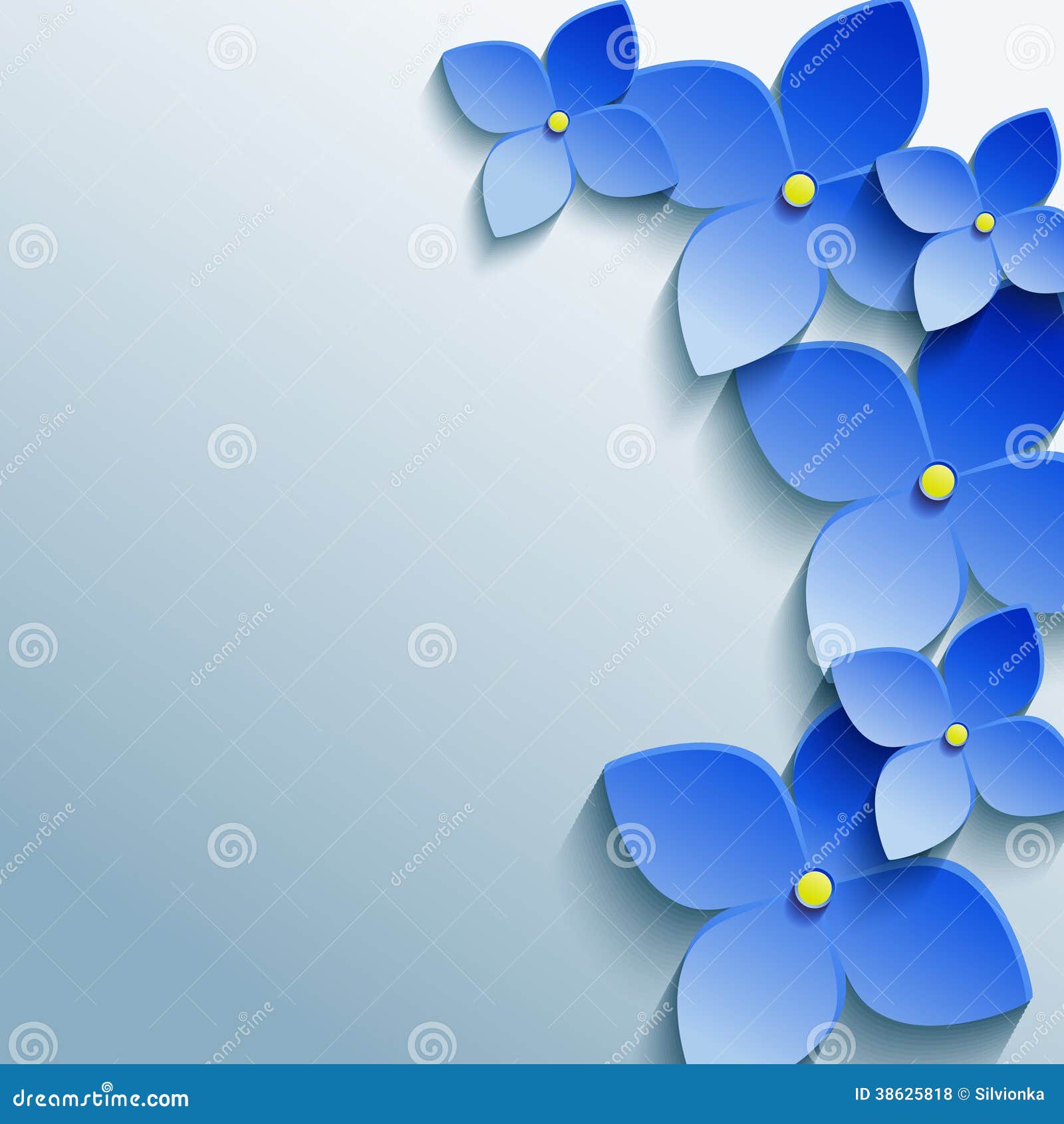 Fondo Floral Con Las Flores Azules 3d Ilustración del Vector ...