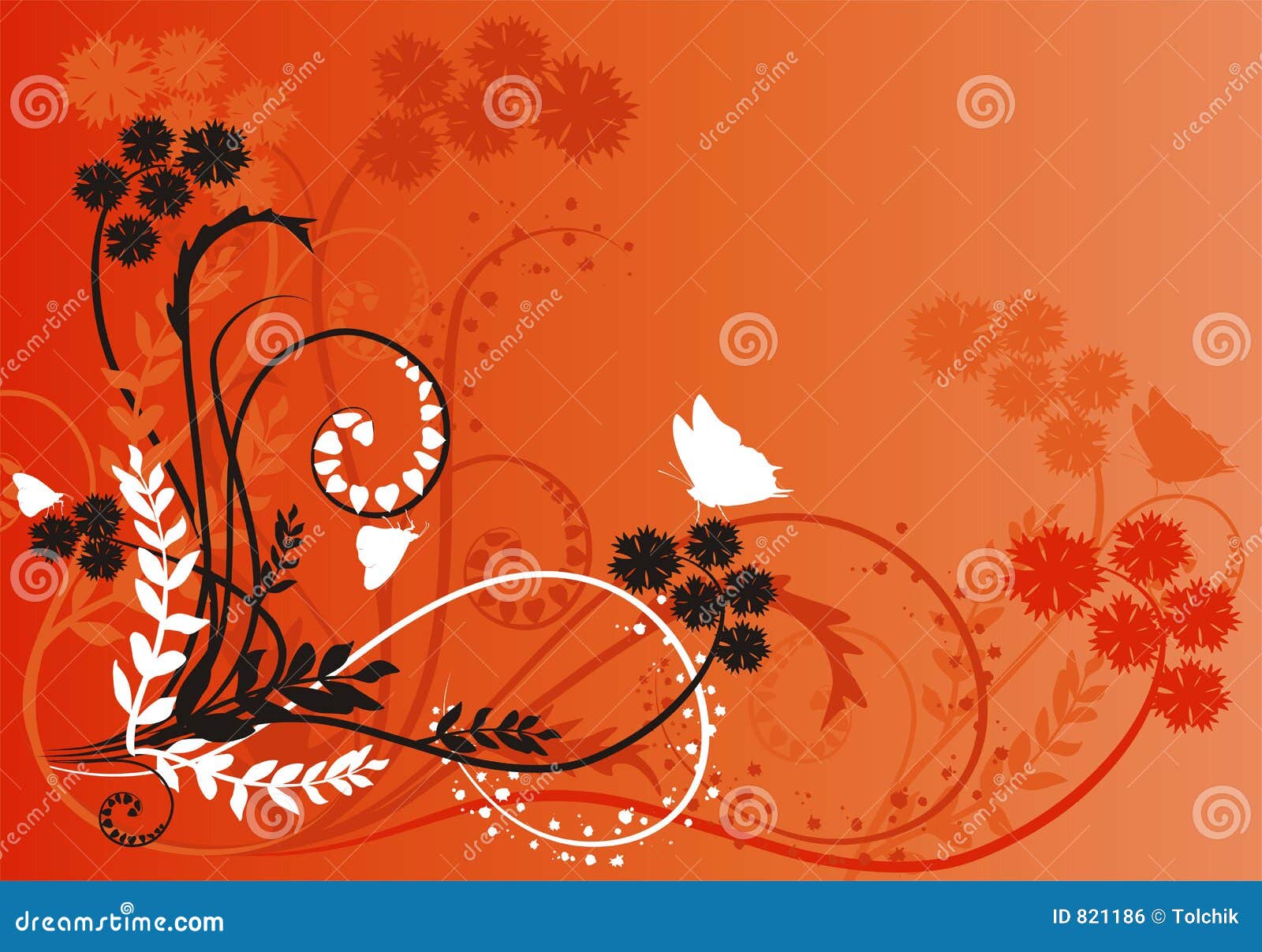 Fondo floral, vector ilustración del vector. Ilustración de tatuaje ...