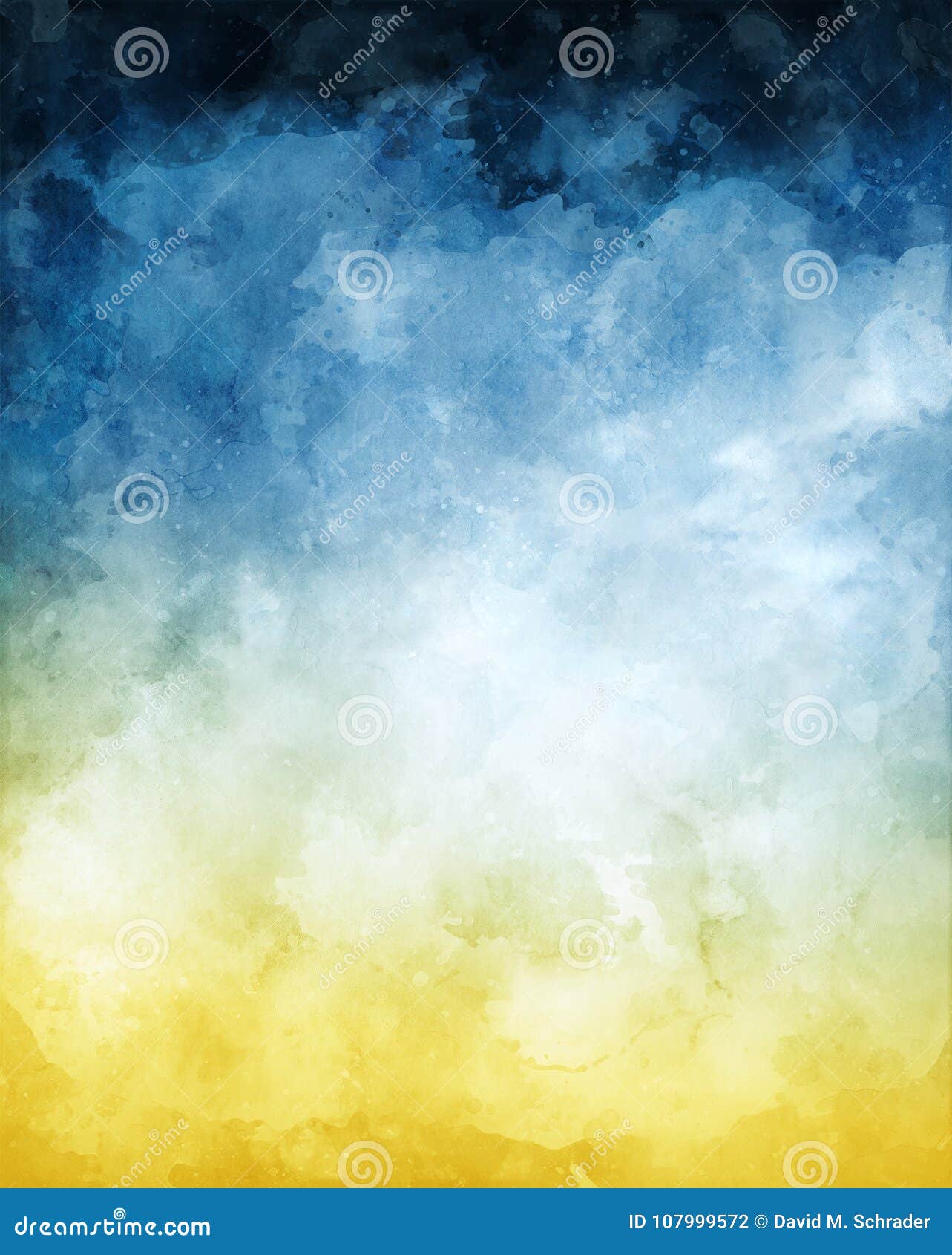 Fondo Giallo Blu Dell'estratto Dell'acquerello Illustrazione di Stock ...