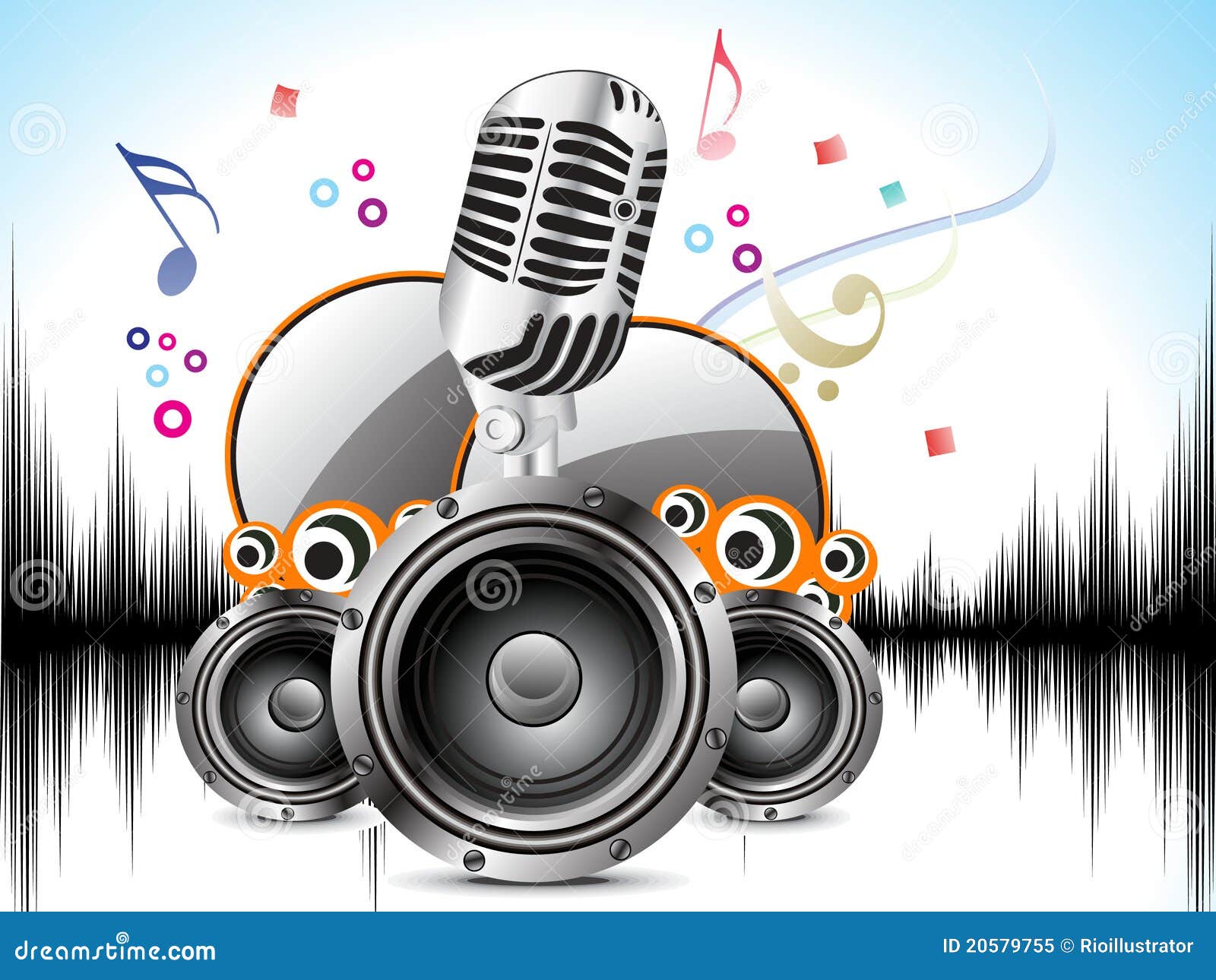 Fondo Musical Abstracto Con El Mic Y El Sonido Ilustración del Vector ...