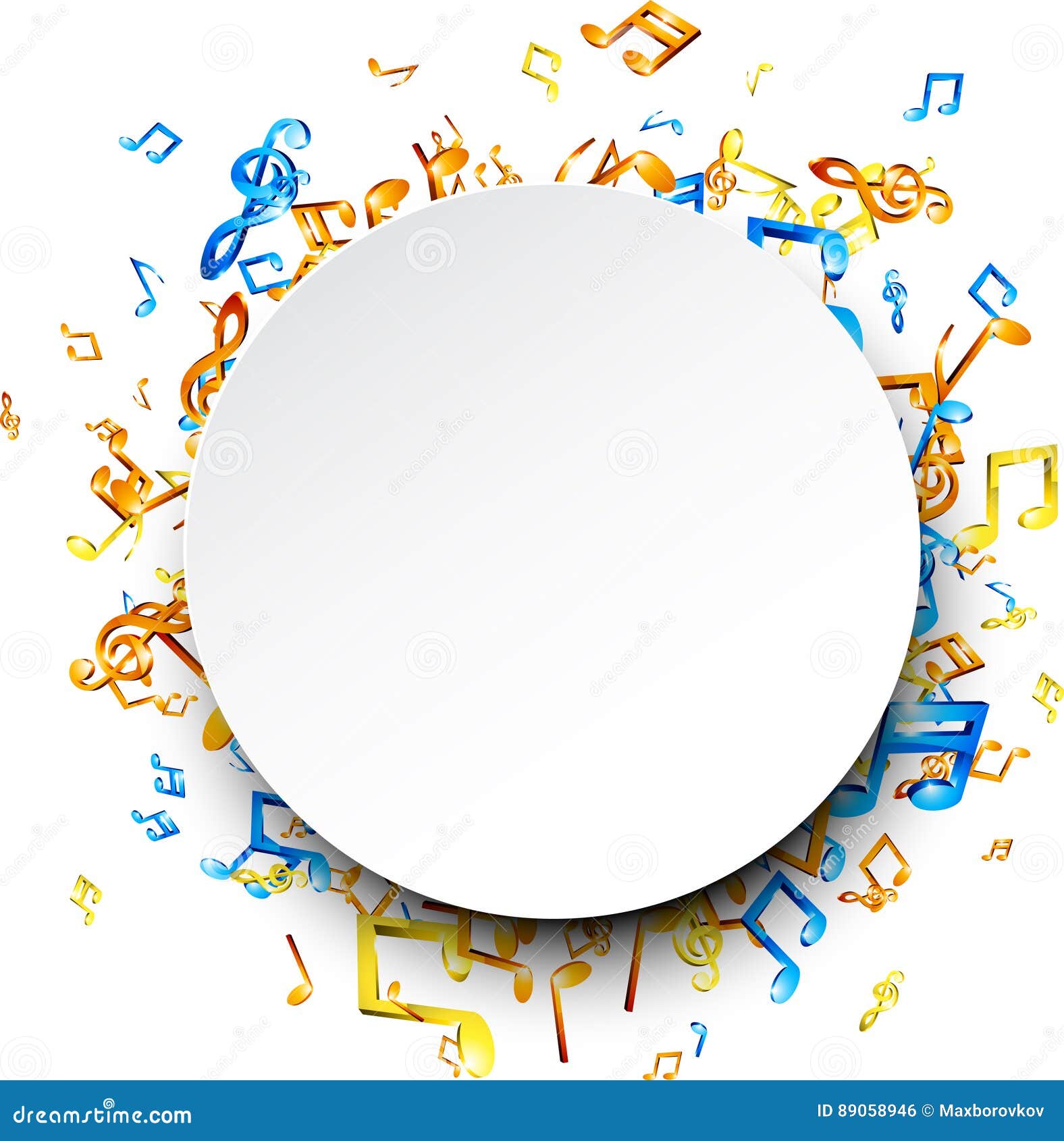 Fondo Musicale Rotondo Con Le Note Illustrazione Vettoriale ...