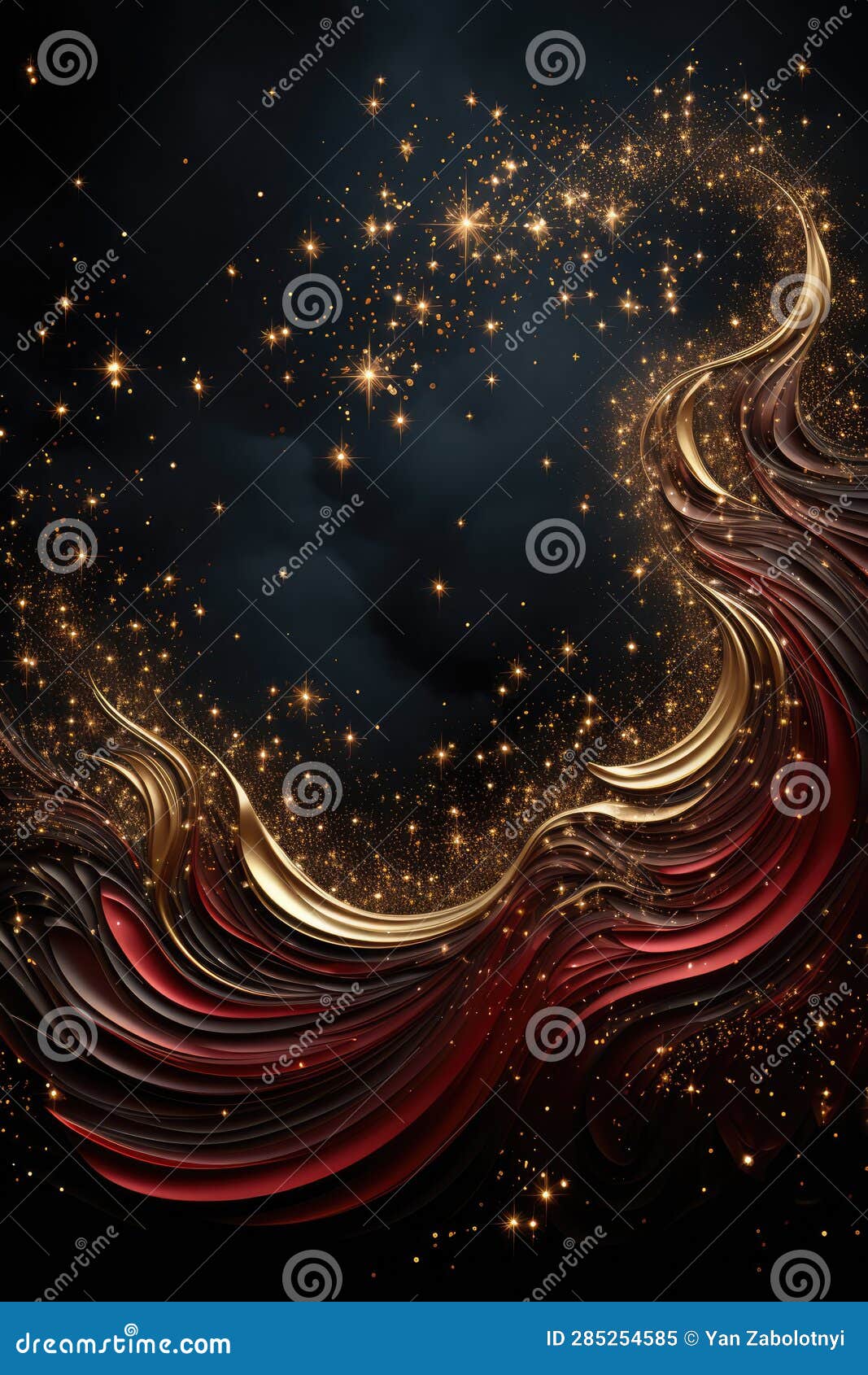 Fondo Negro Con Olas Doradas Y Rojas Stock de ilustración - Ilustración ...