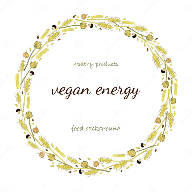 Fondo Ocre Del Círculo De La Comida Ilustración del Vector ...