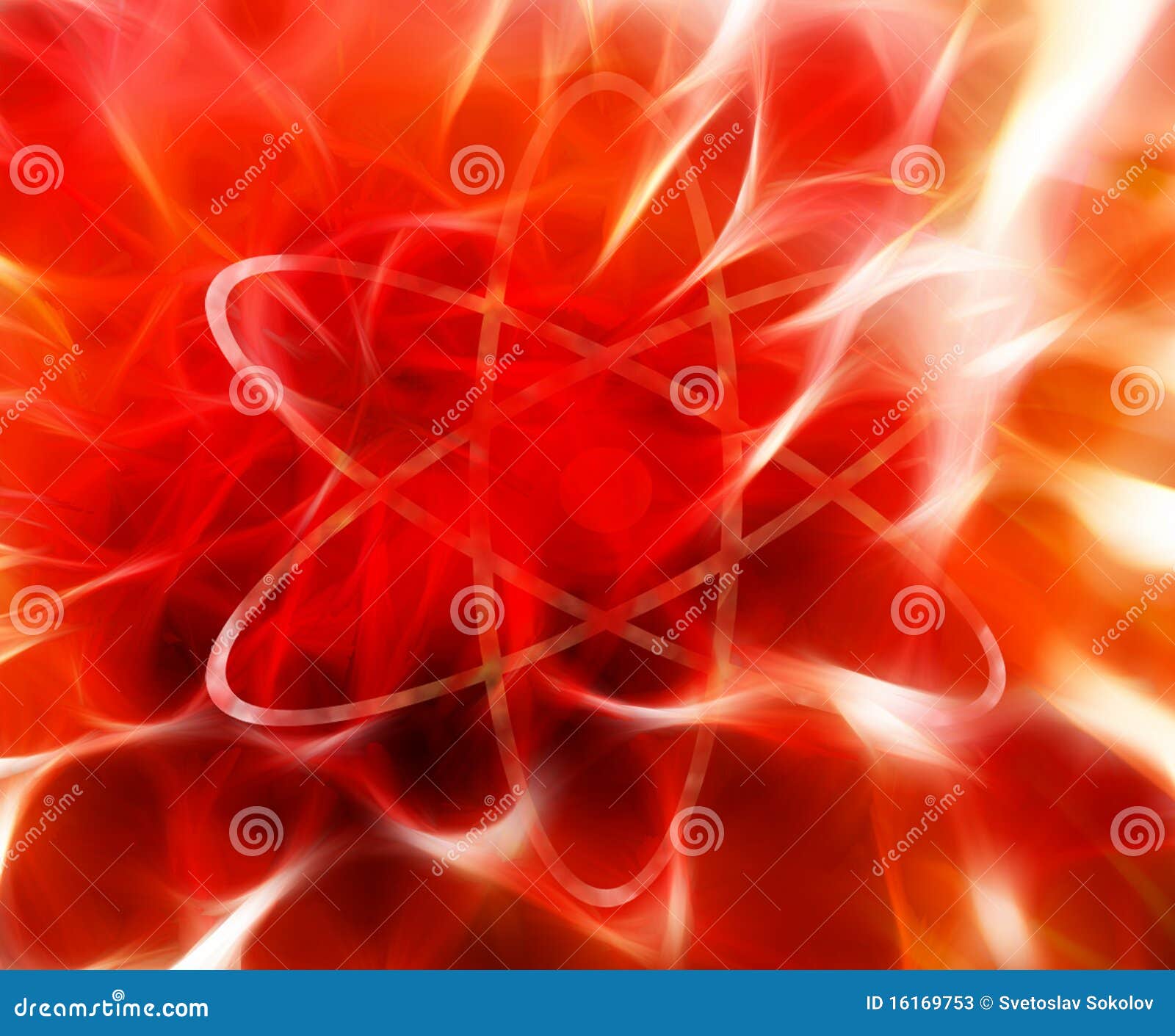 Fondo rojo del átomo stock de ilustración. Ilustración de digital ...