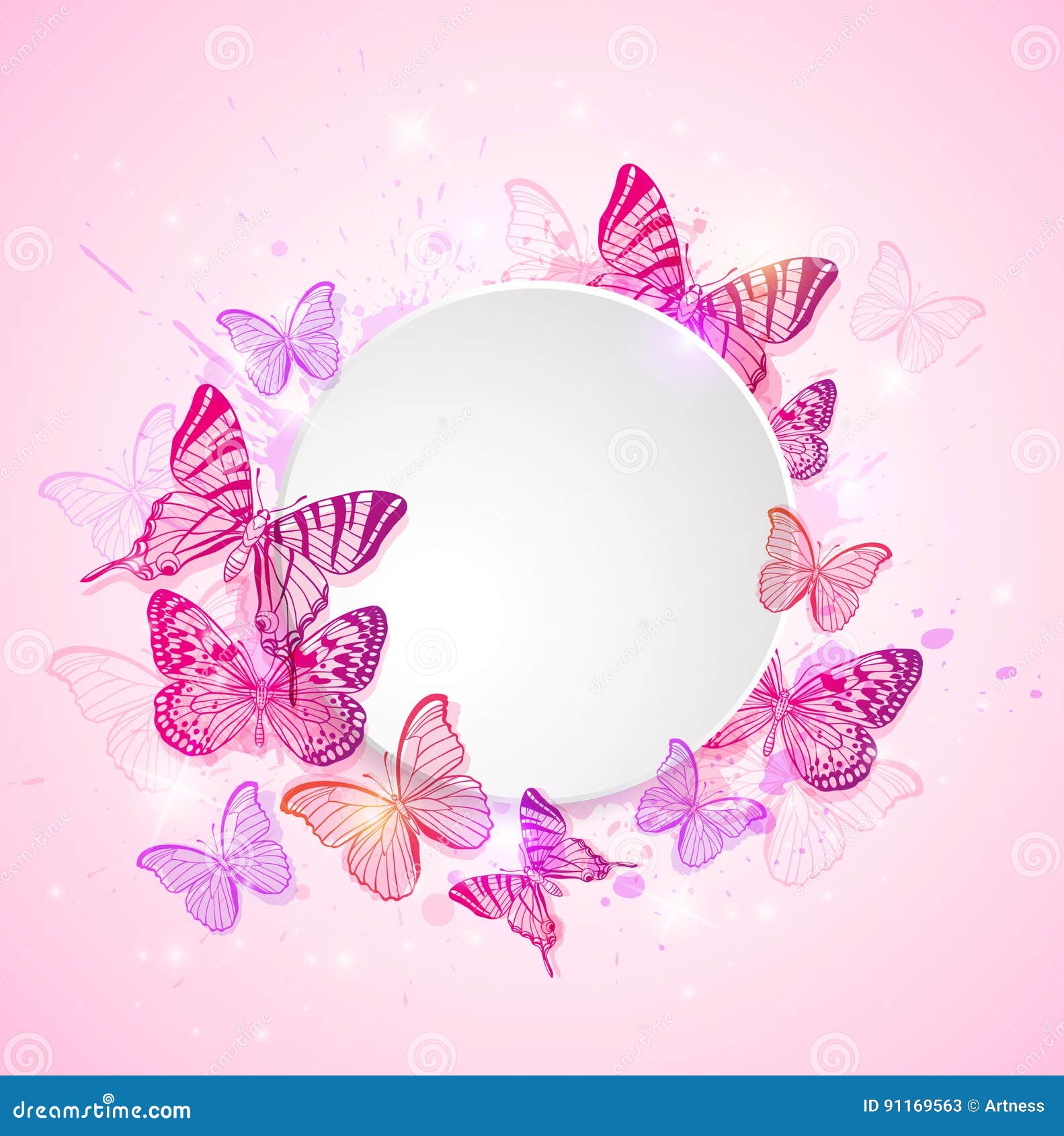 Fondo rosa con la farfalla illustrazione vettoriale. Illustrazione di ...