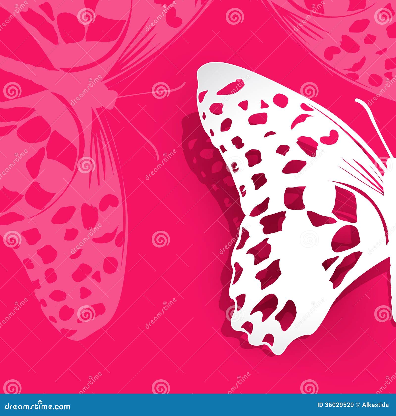 Fondo Rosa Di Vettore Con Una Farfalla Di Carta Illustrazione di Stock ...