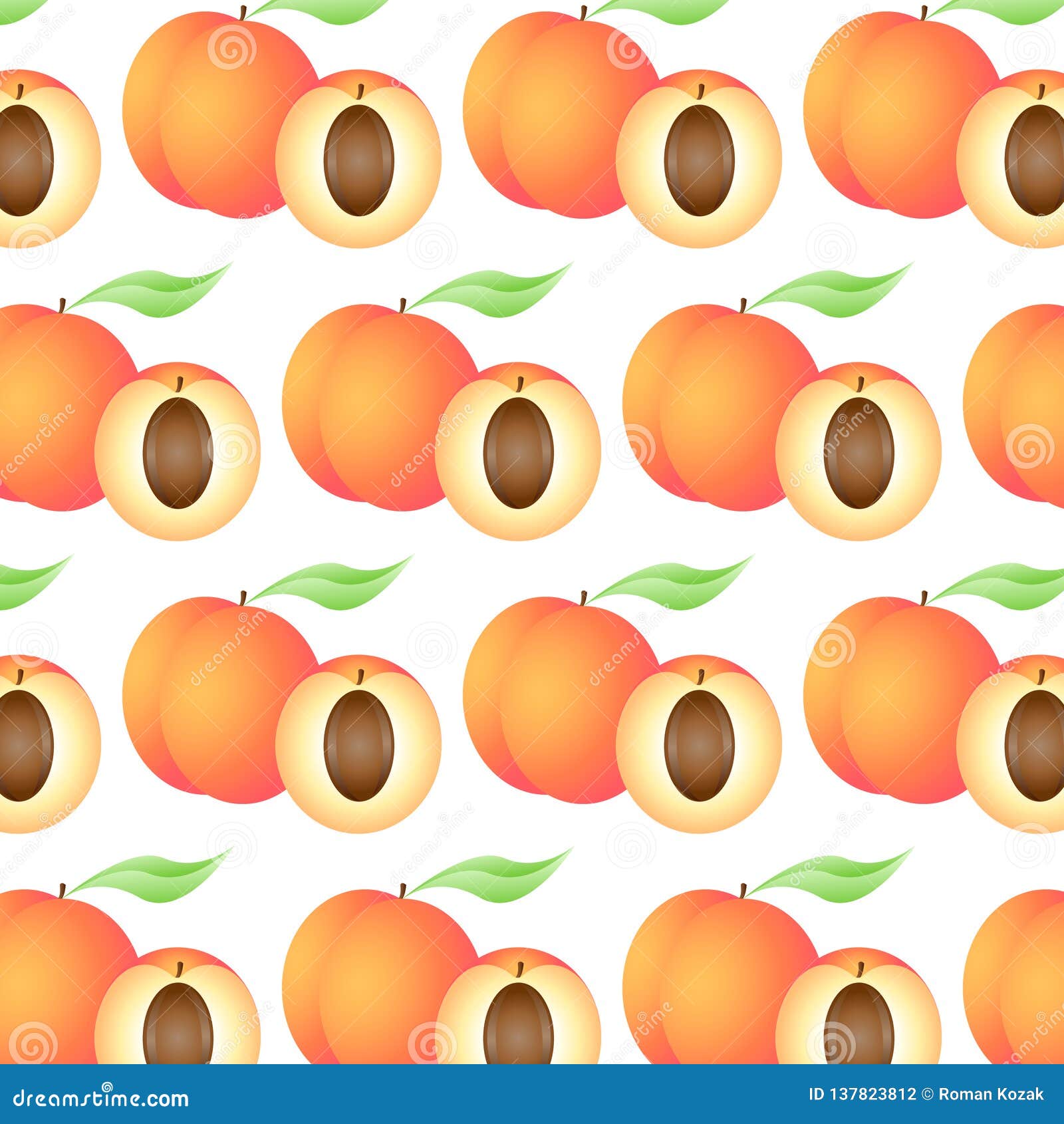 Fondo Senza Cuciture Con Le Pesche Succose, Intero E Mezzo ...